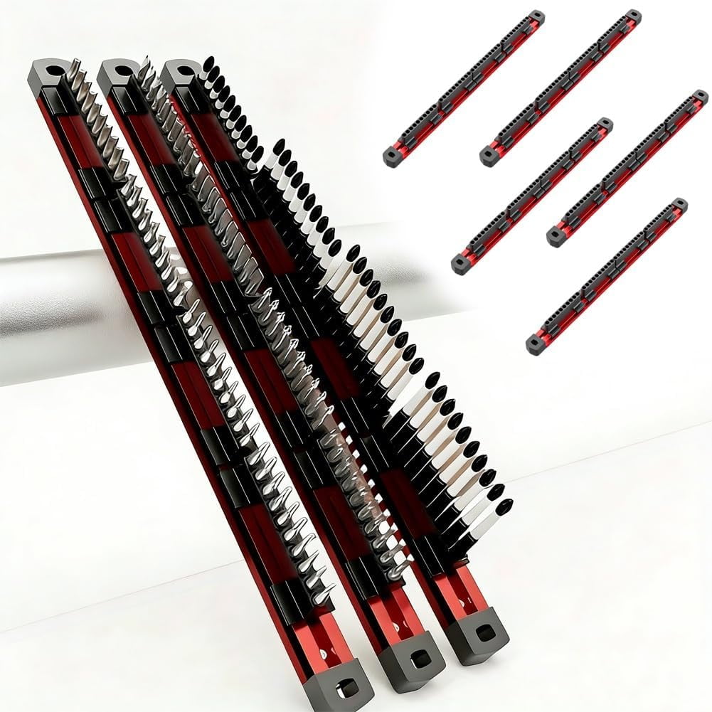 Magnetic Hex Bit Organizer Rail - 40 Slot CNC Aluminum Tool Holder with ...