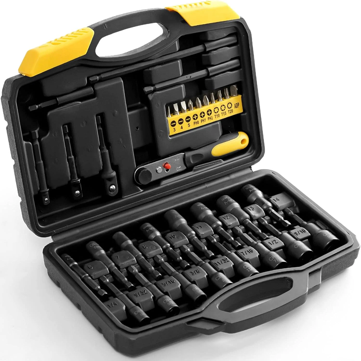 Magnetic Hex Nut Driver Kit, 33-Piece Power Nut Driver Bit Set for ...