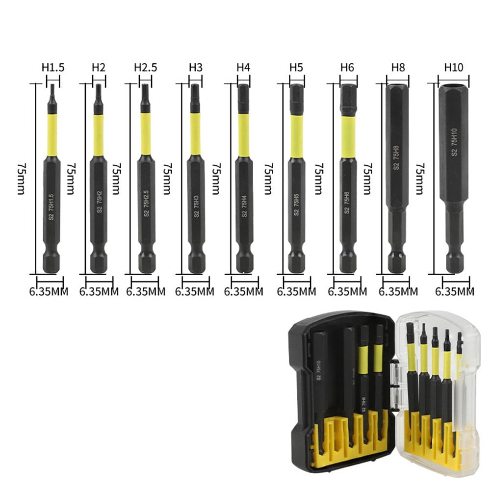 Magnetic Hexagonal screwdriver bit 6.35mm hex shank For Versatile ...
