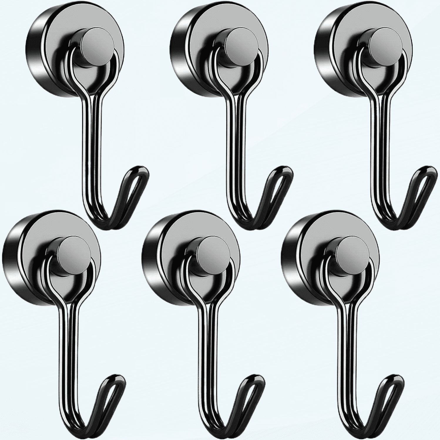 Magnetic Hooks, 6 Pack 40 lb+ Swivel Swing Magnet Hooks, Black Magnetic ...