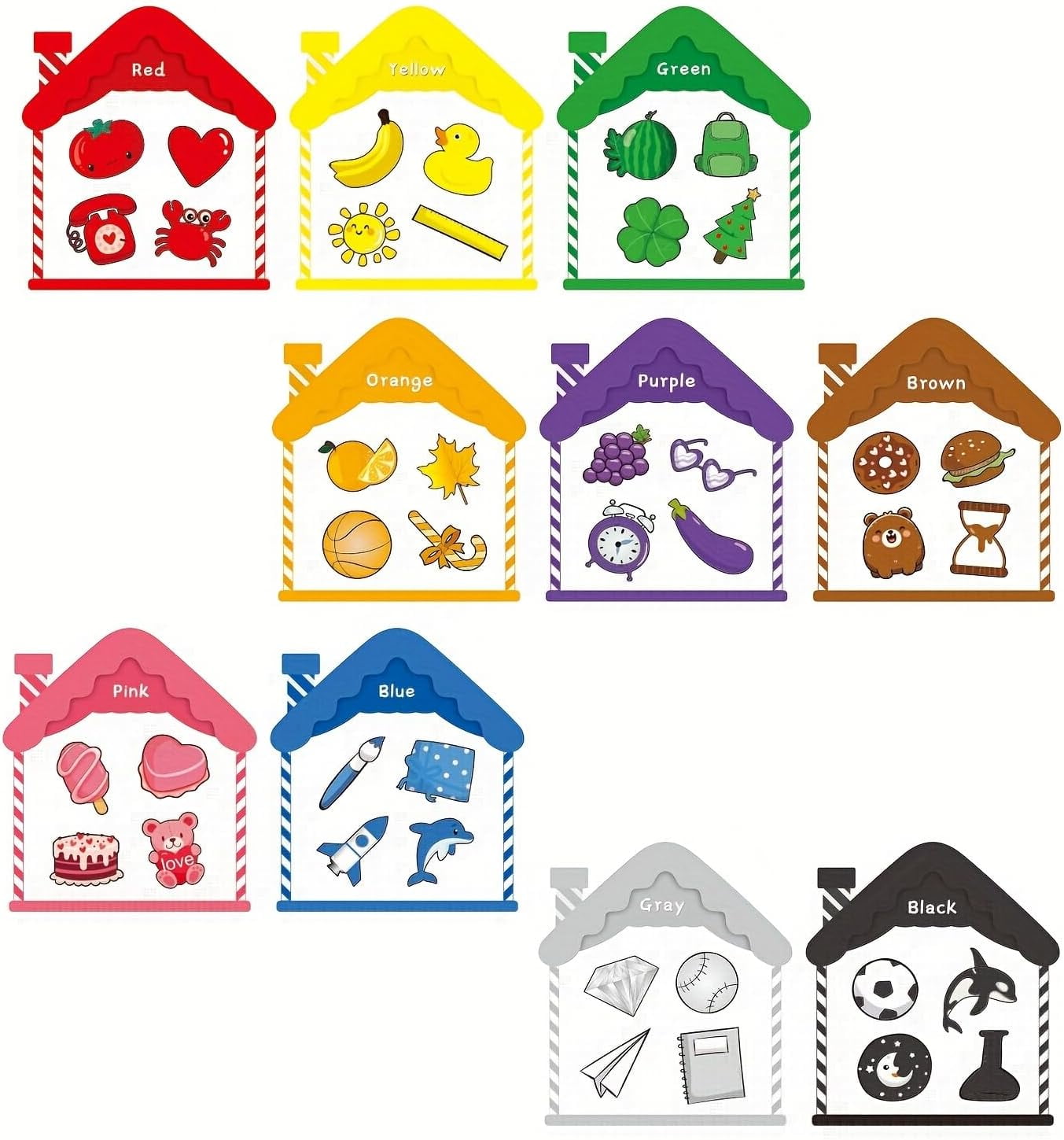 Magnetic House Color Sorting Set 10 pack Matching Magnets Learning ...