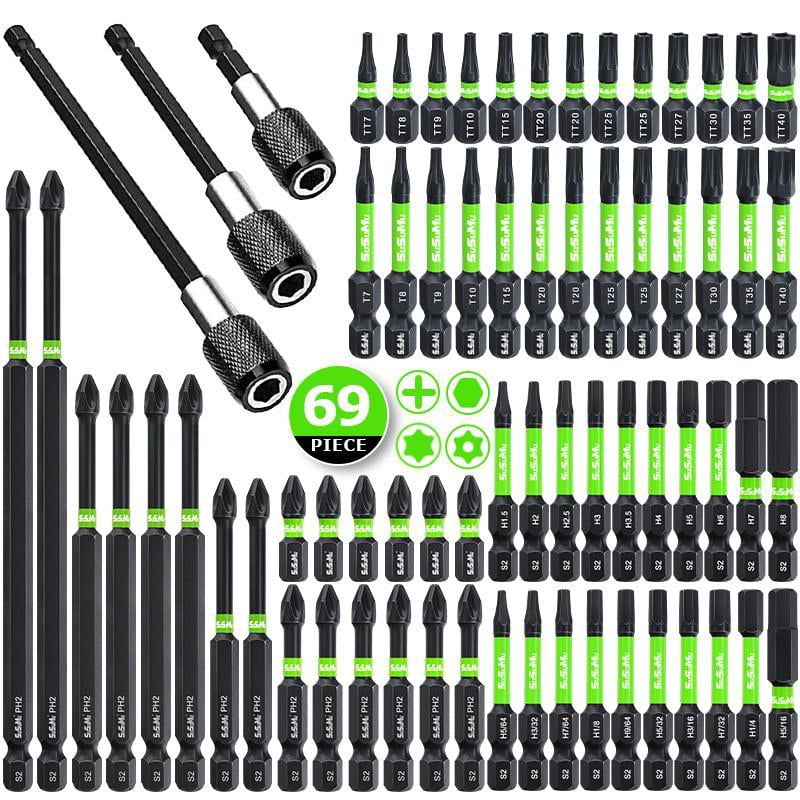 Magnetic Impact Rated Nut Driver with Screw Drill Bit Set, Long ...
