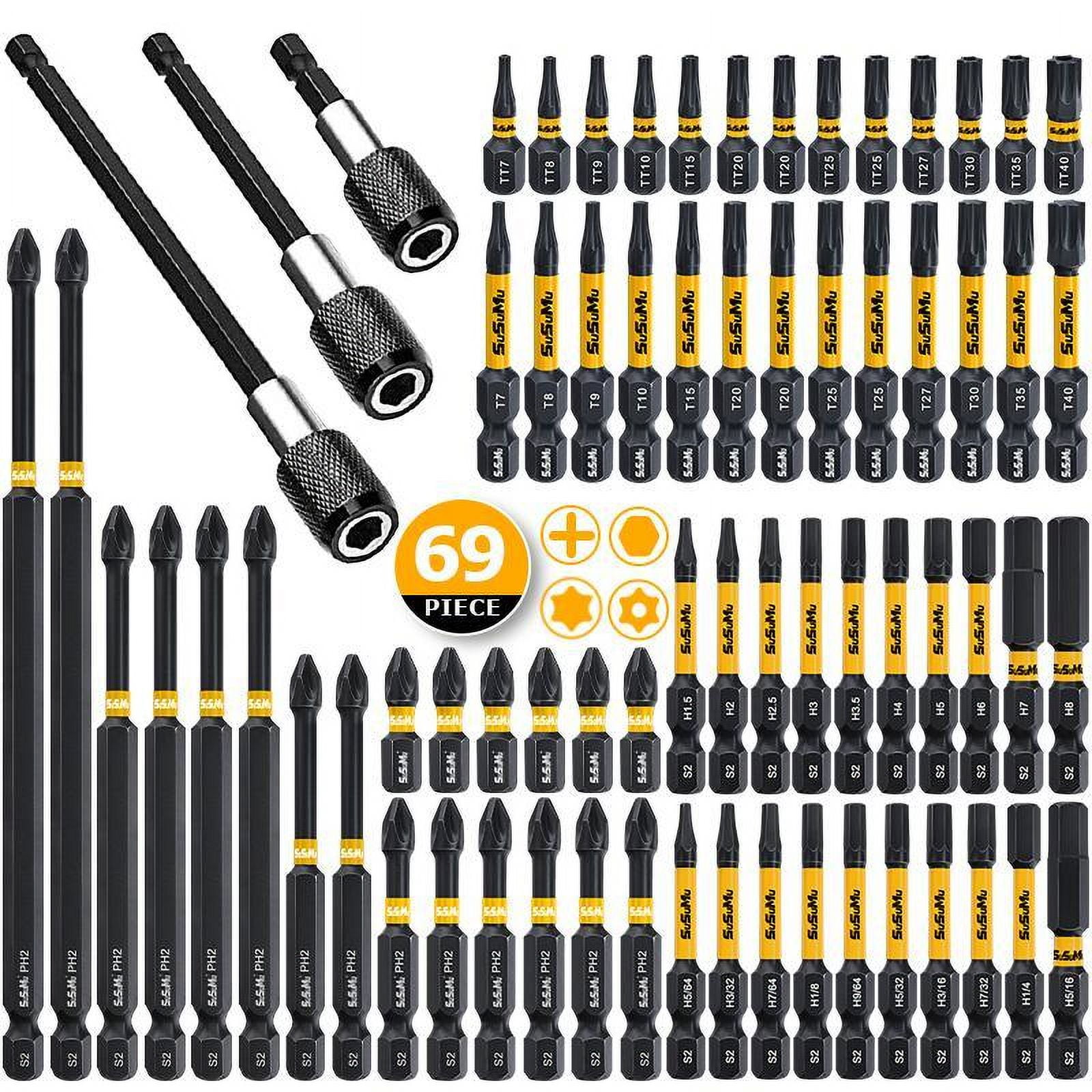 Magnetic Impact Rated Nut Driver with Screw Drill Bit Set, Long ...