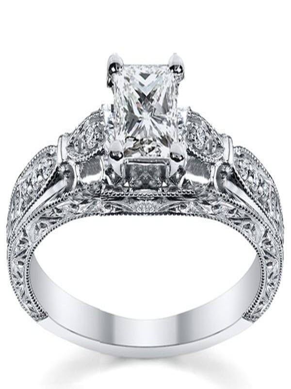 Magnetic Inexpensive Engagement Ring 0.50 Carat Princess Cut Moissanite ...