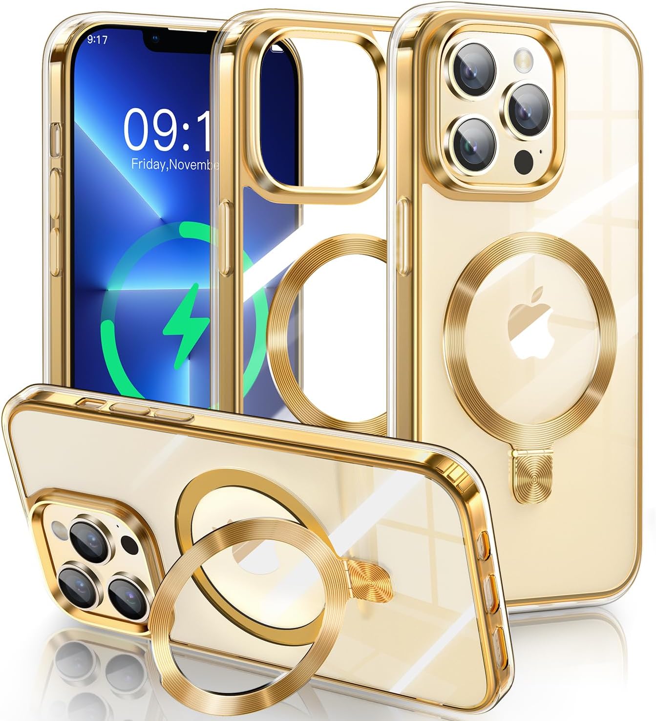 Magnetic Invisible Stand Case for iPhone 13 Pro Max [CD Ring Compatible ...