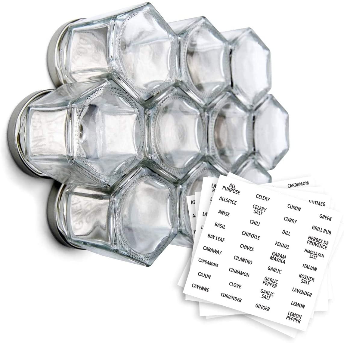 Magnetic Jars – Set of 12 Small Empty Glass Spice Jars (1.75 oz) with ...