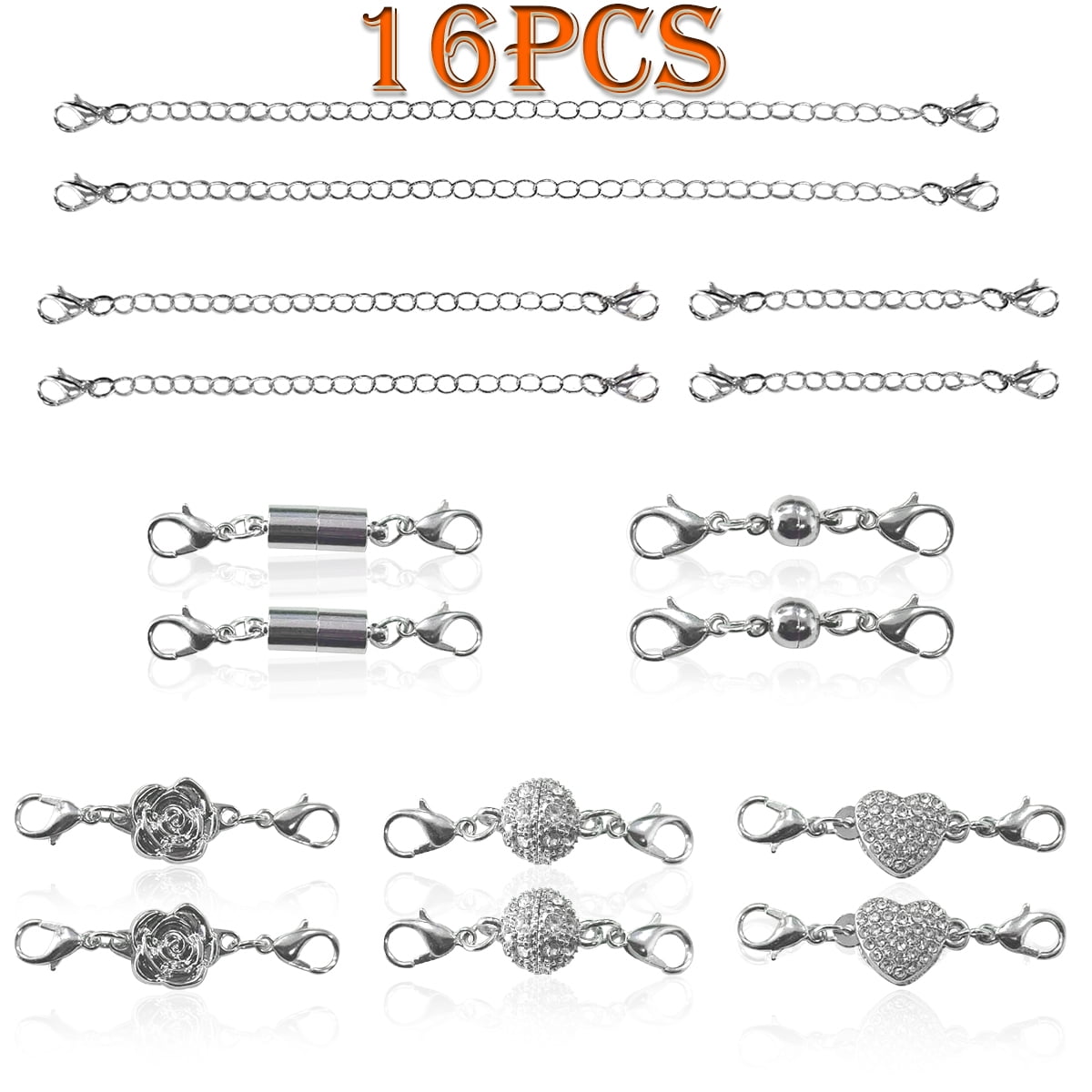 Magnetic Jewelry Clasps Necklace Extenders Heart Magnetic Clasp for Jewelry Bracelet Necklace ...