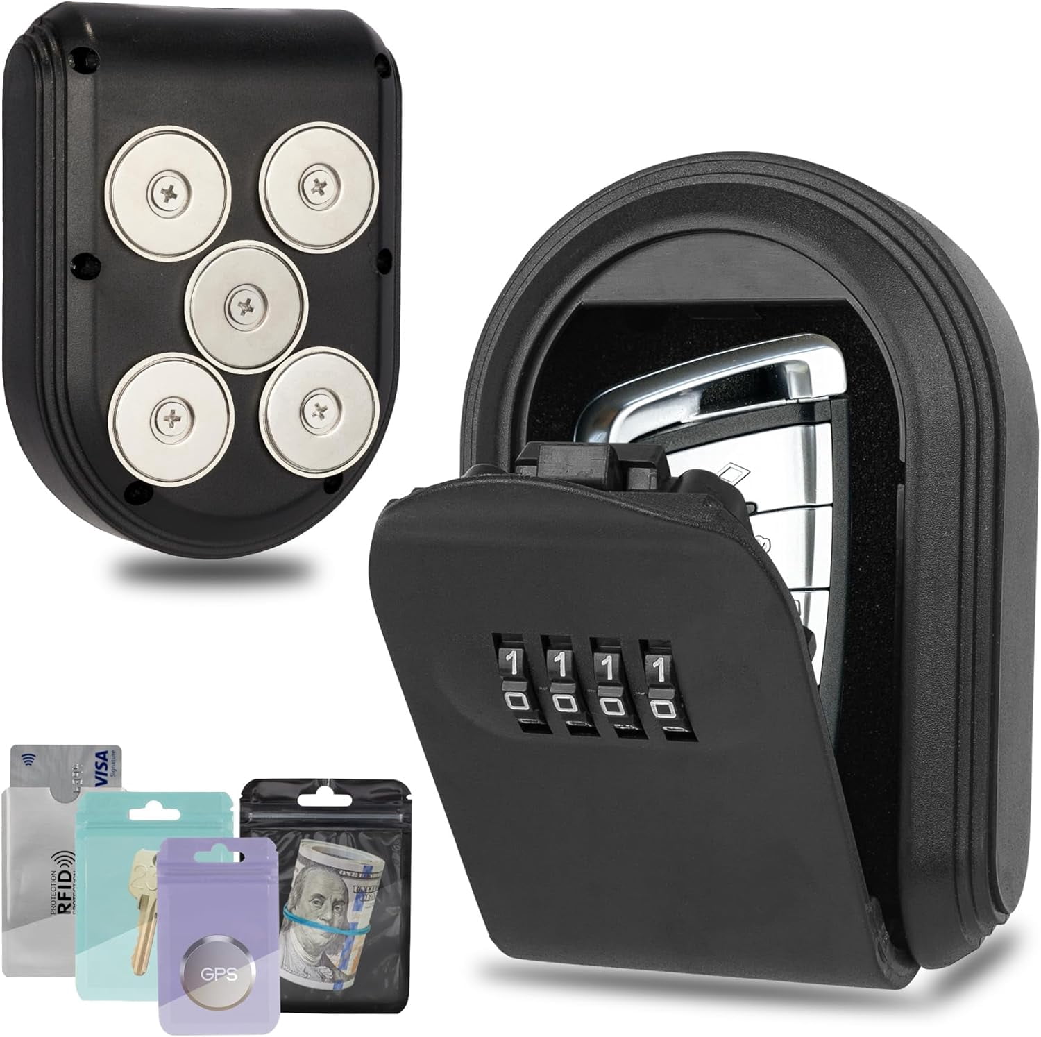 Magnetic Key Box for Under Car, Hide a Key Outside with Combination ...