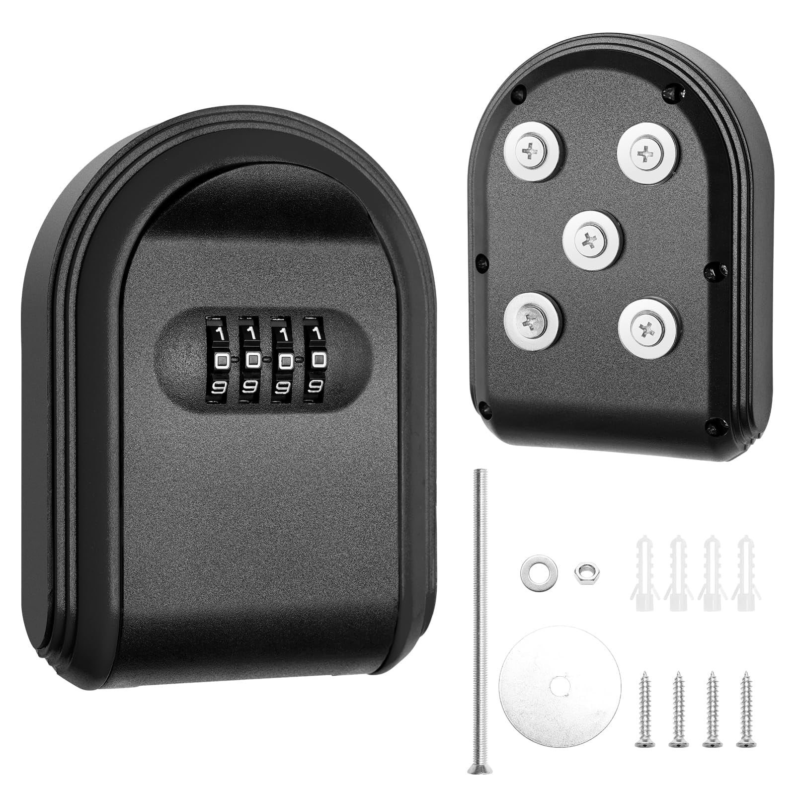 Plutput Magnetic Key Lock Box with Lock, 4-Digit Combination, Strong ...