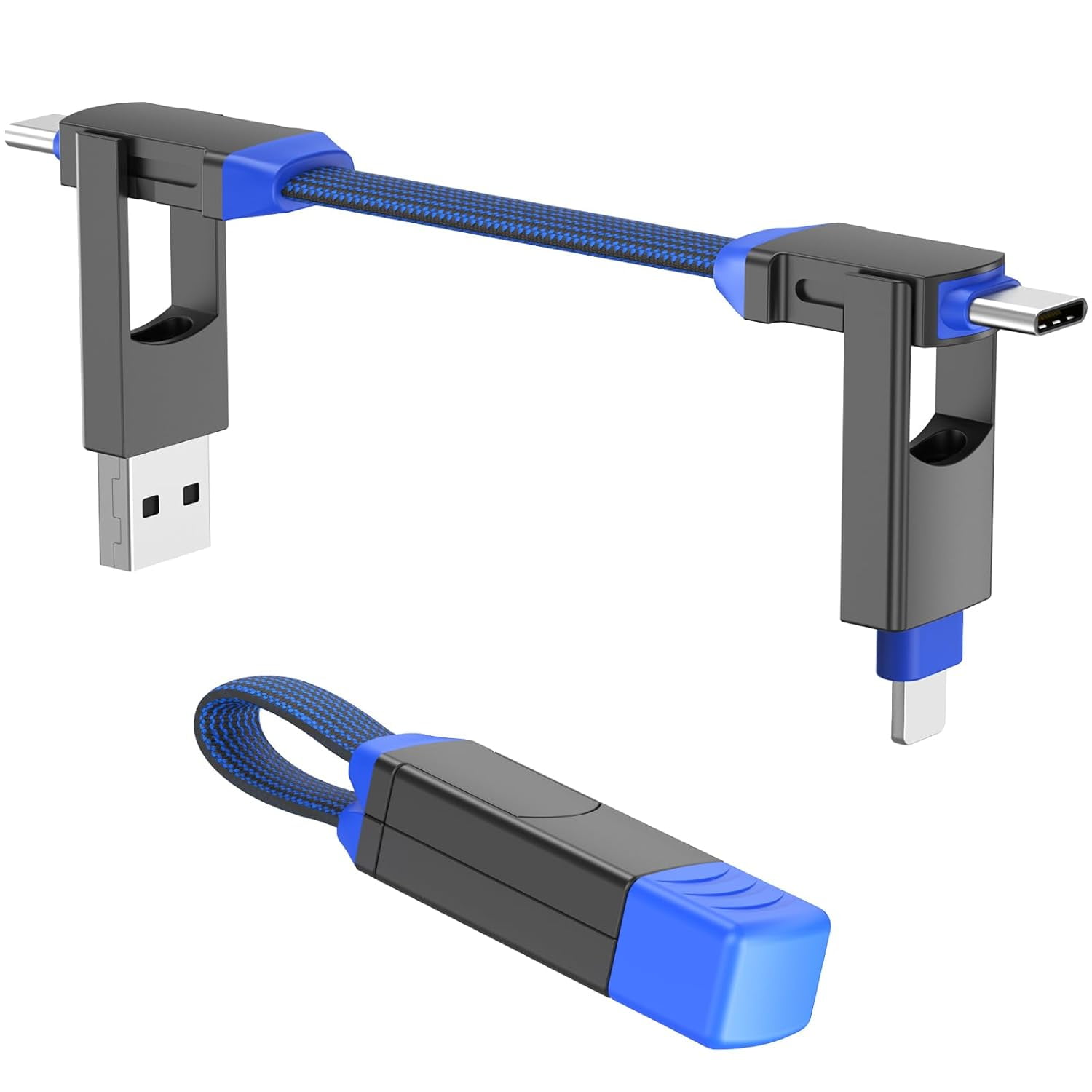 Magnetic Keyring 4 in 1 Fast Charger Cord Multi Charging Cable Short ...