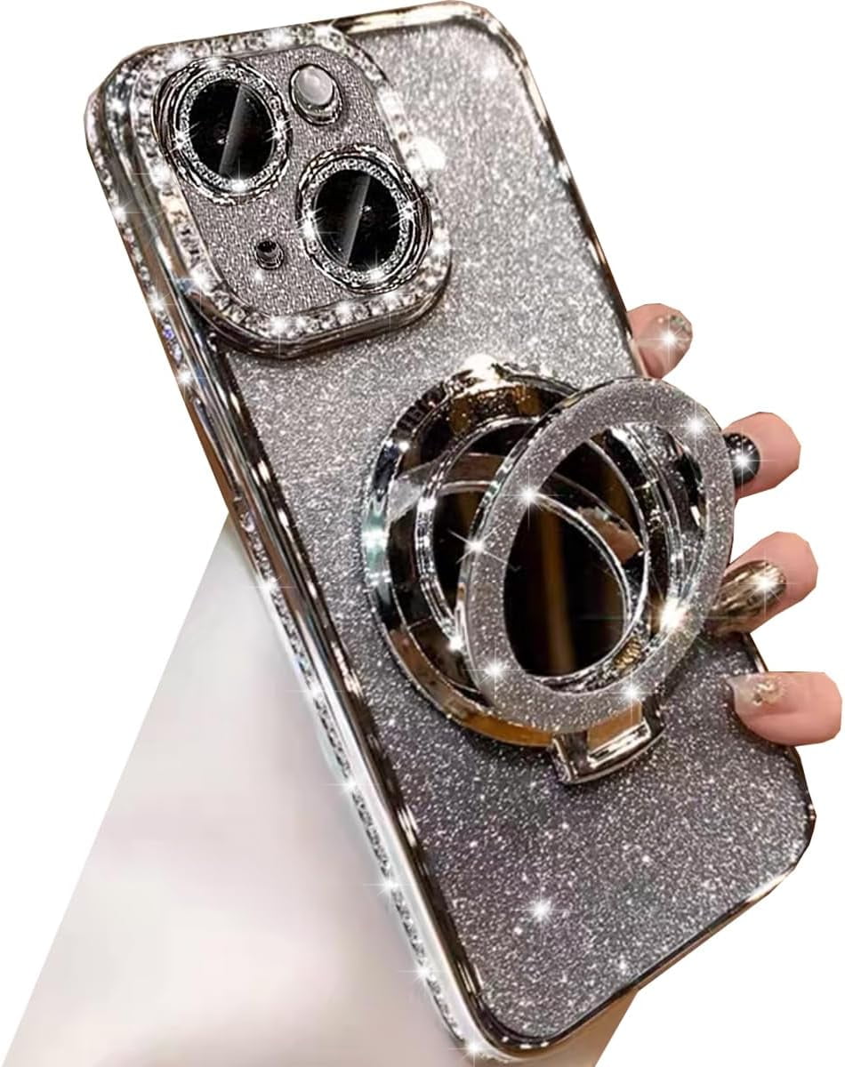 Magnetic Kickstand Glitter Case for iPhone 15 Plus, [Compatible with ...
