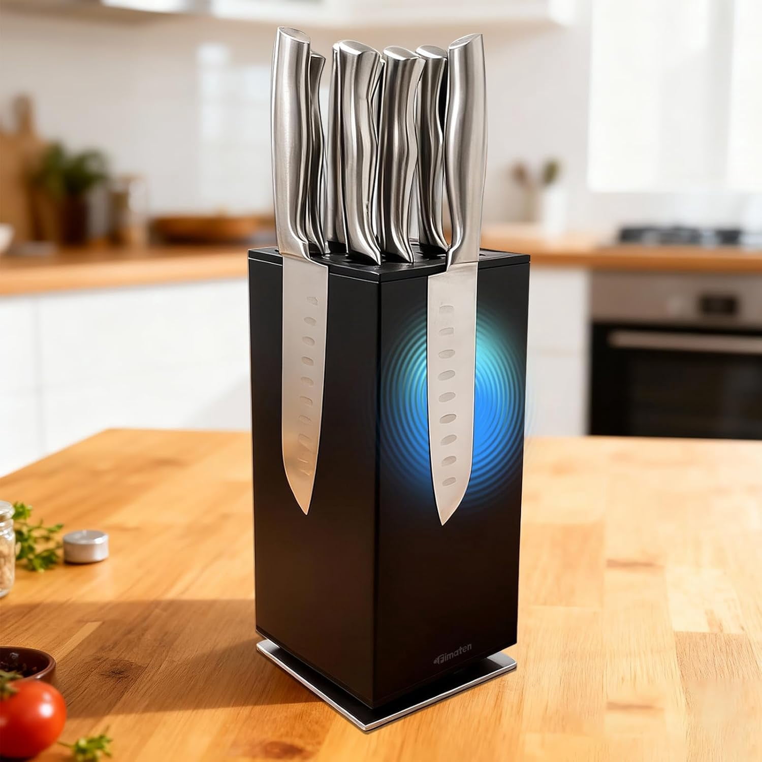 Magnetic Knife Block 360° rotatable, Stainless Steel Magnetic Knife ...