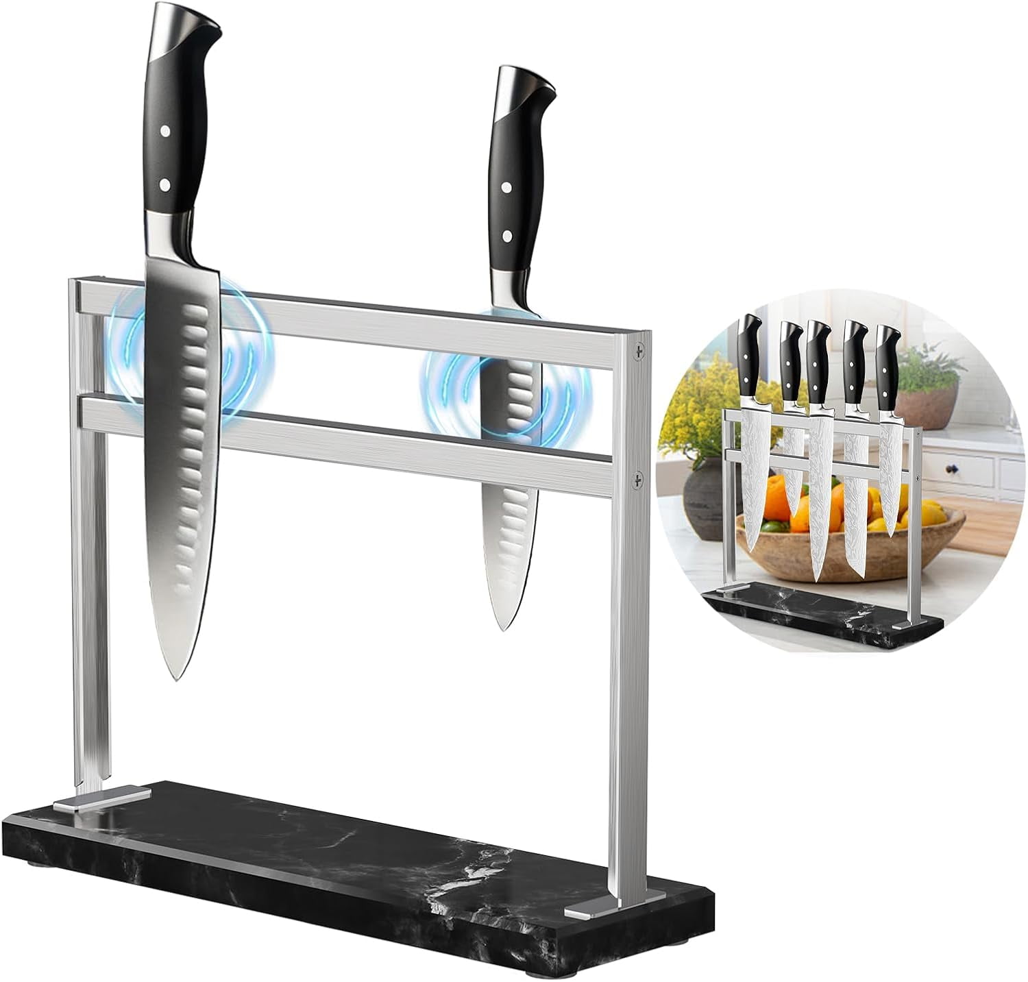 Magnetic Knife Block Stand - Marble Base Magnetic Knife Holder for ...
