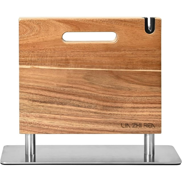 Magnetic Knife Block, Thickened Acacia Knife Holder, Strong Magnetic ...