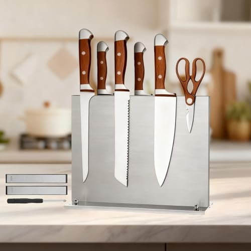 Magnetic Knife Holder, Stainless Steel Magnetic Knife Block with ...