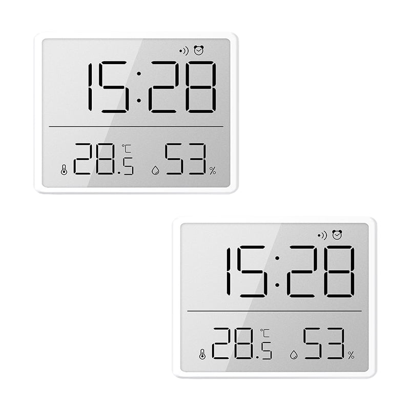 Magnetic LCD Digital Alarm Clock Large Screen Date Temperature Humidity ...