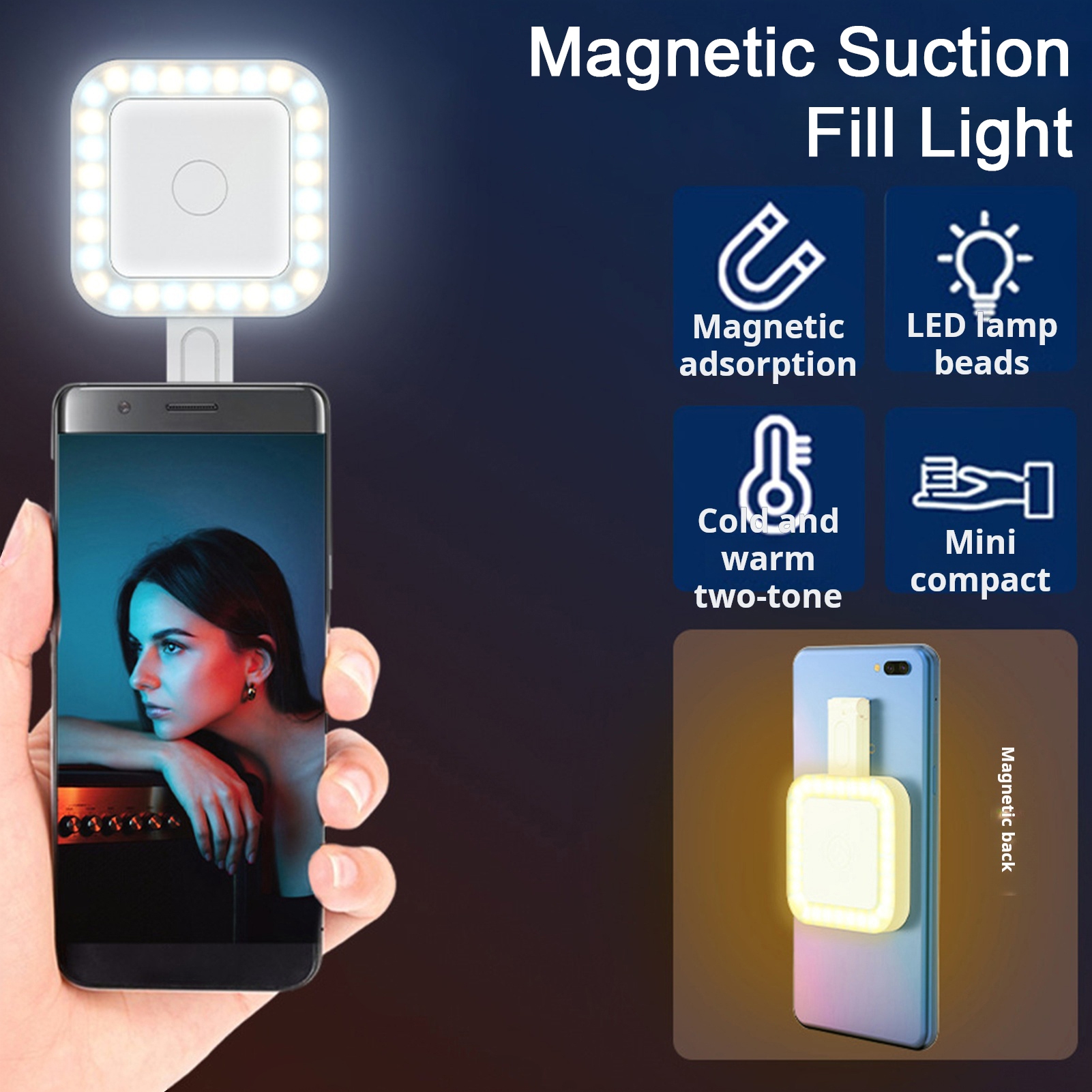 Magnetic LED Fill Light Foldable Design Touch Control Pocket Size ...