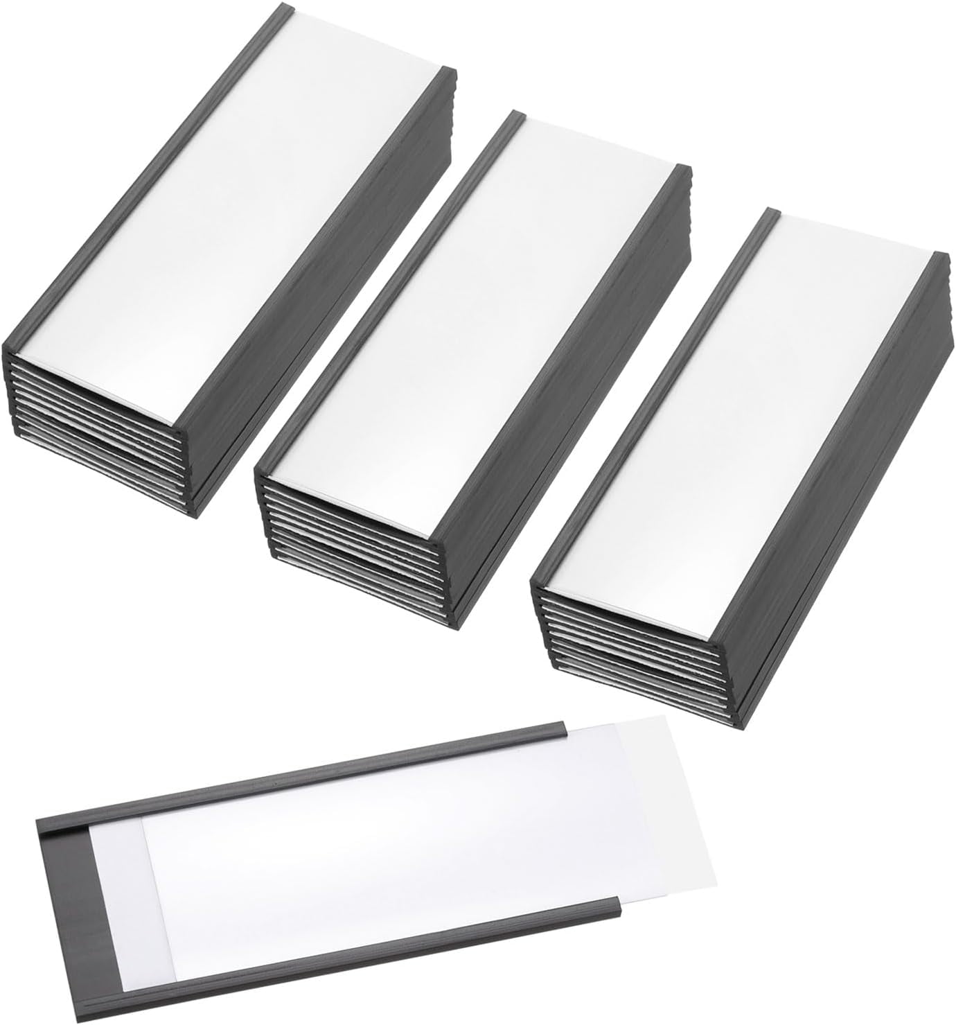 Magnetic Label Holder 4" X 1.6" with Paper Inserts, 50 Pcs C Channel ...