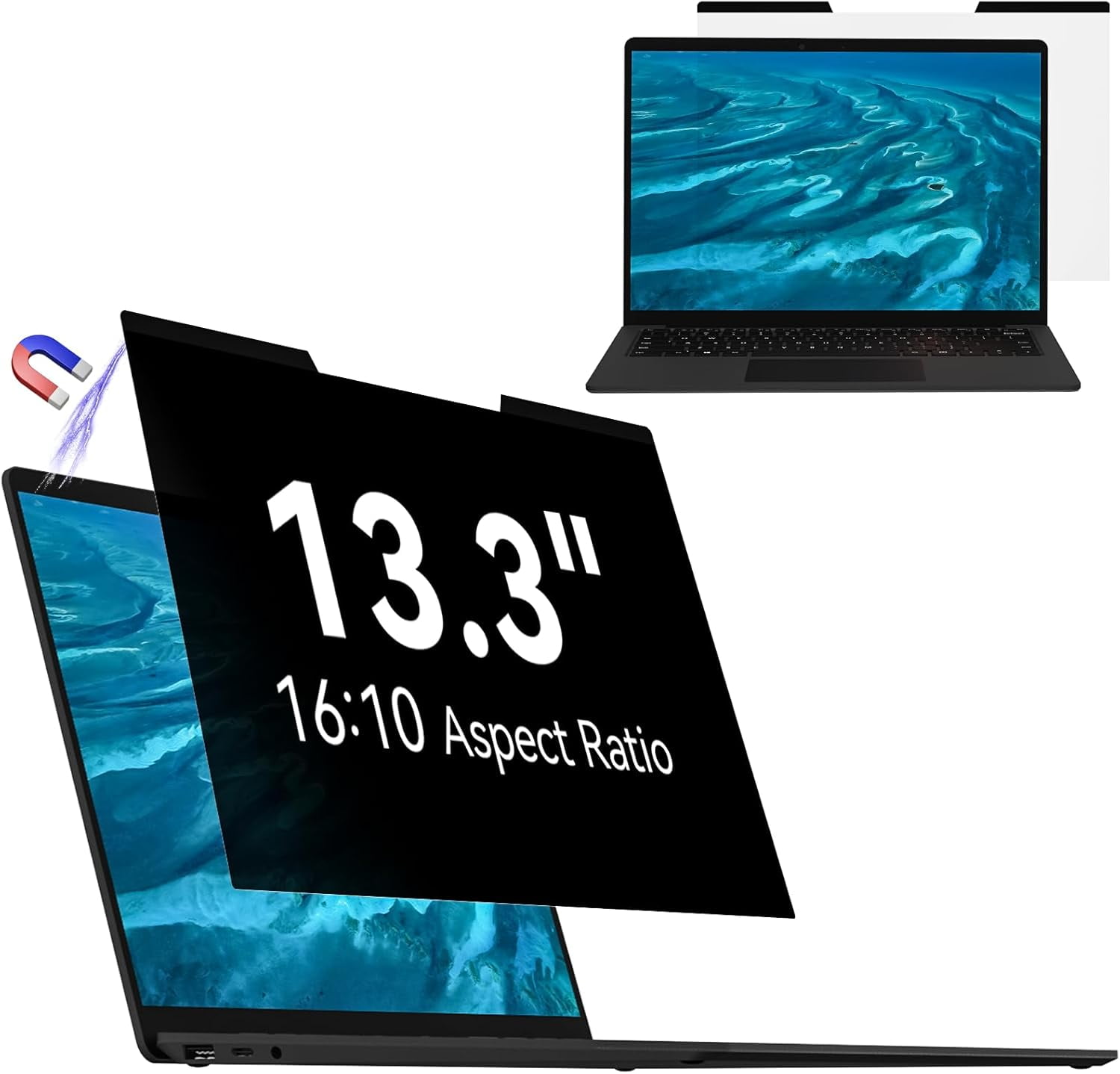 Magnetic Laptop Privacy Screen 13.3 & 13.4 inch ,16:10 Aspect Removable ...