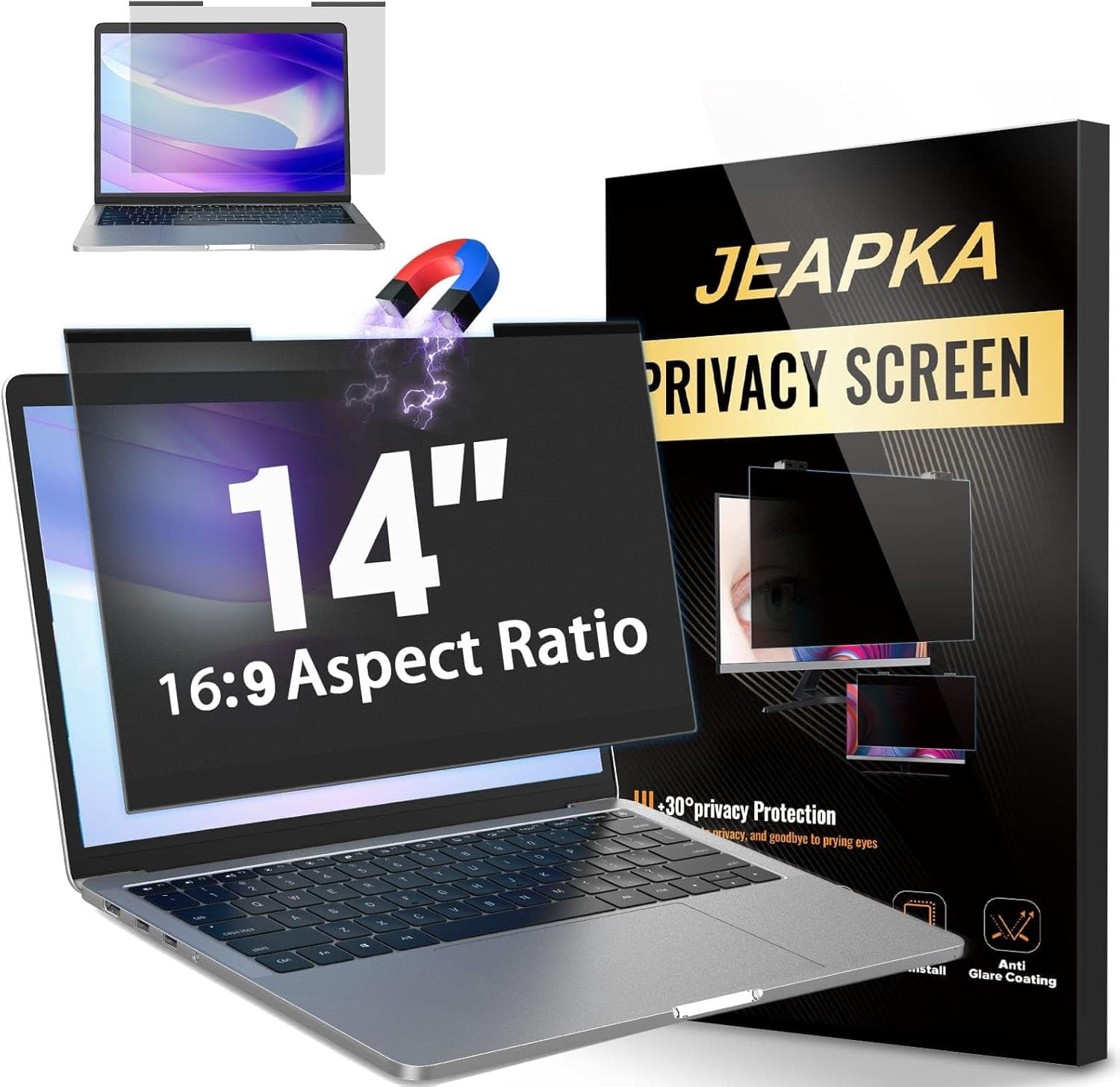 Magnetic Laptop Privacy Screen Filter 14 inch for 16:9 Widescreen ...