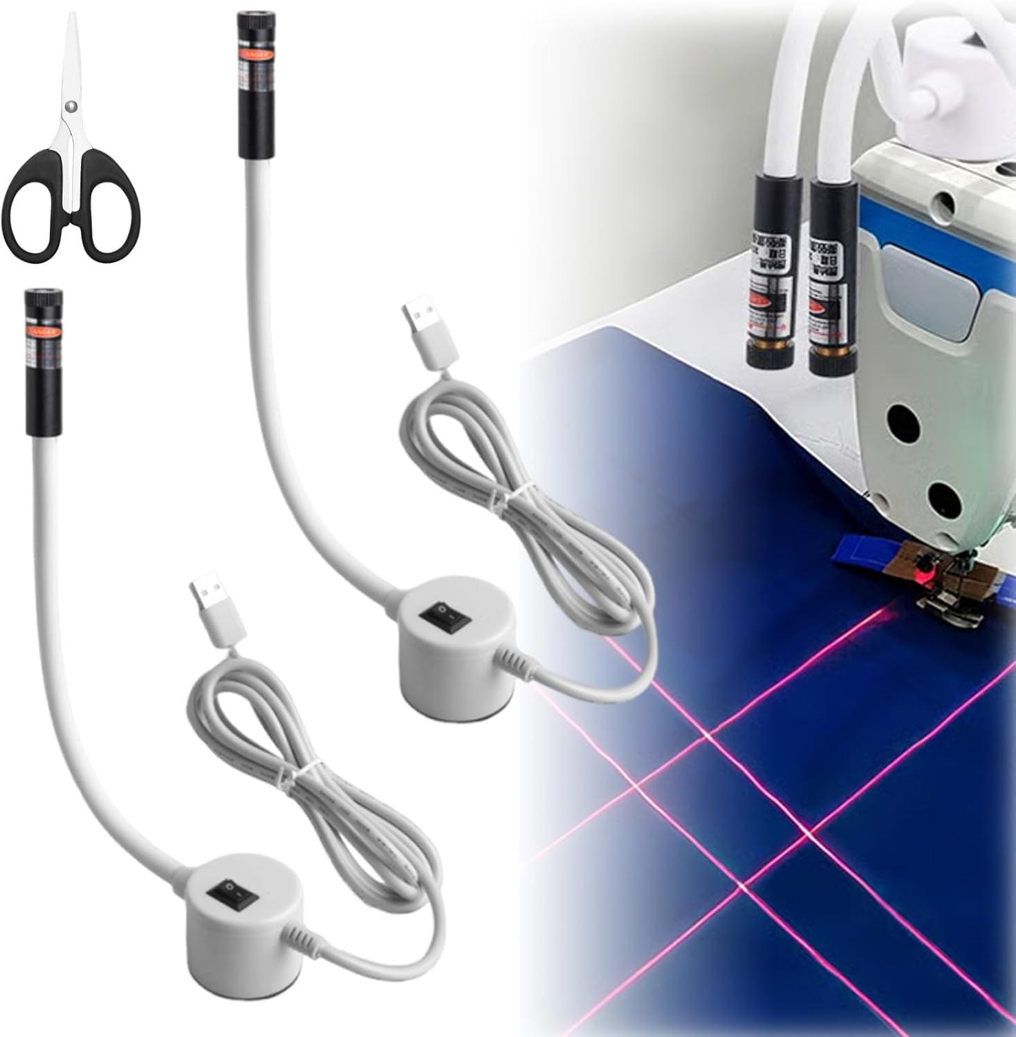 Magnetic Laser Positioning Light for Sewing Machine,Upgraded USB Red ...