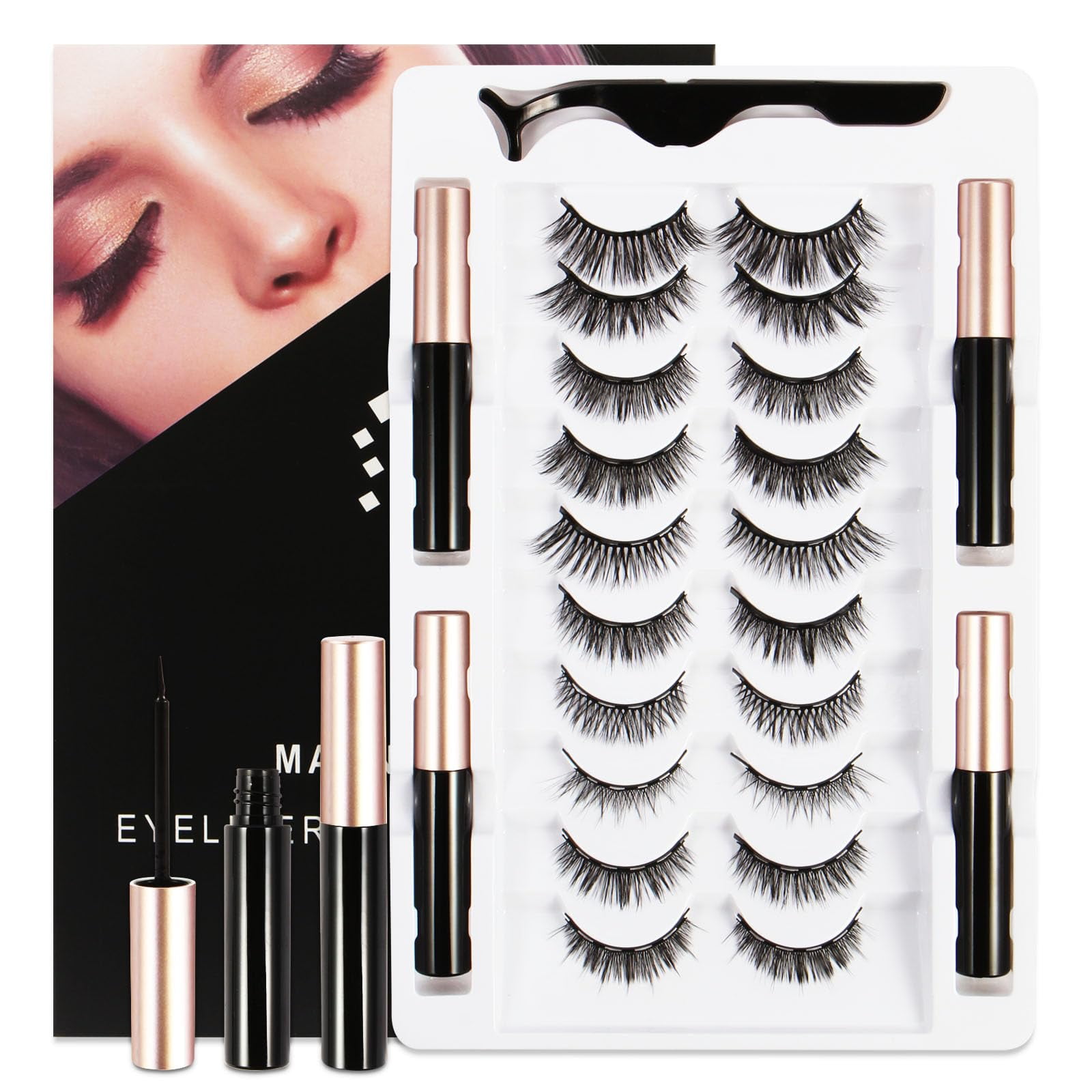 Magnetic Lashes with Applicator & Magnetic Eyeliner Kit - FEITA Reusable 3D 5D Magnetic ...