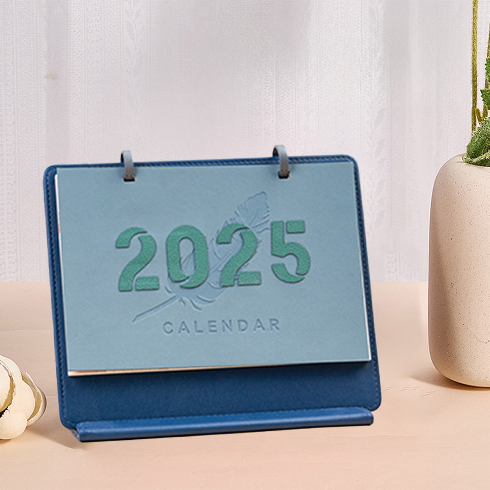 Magnetic Leather Desk Calendar 2025, Standing Flip Desktop Calendar ...