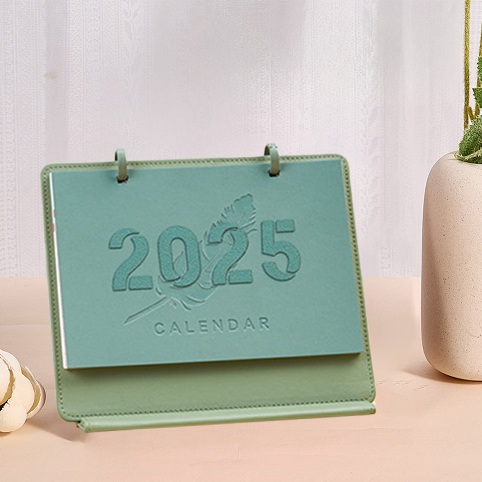 Magnetic Leather Desk Calendar 2025, Standing Flip Desktop Calendar ...