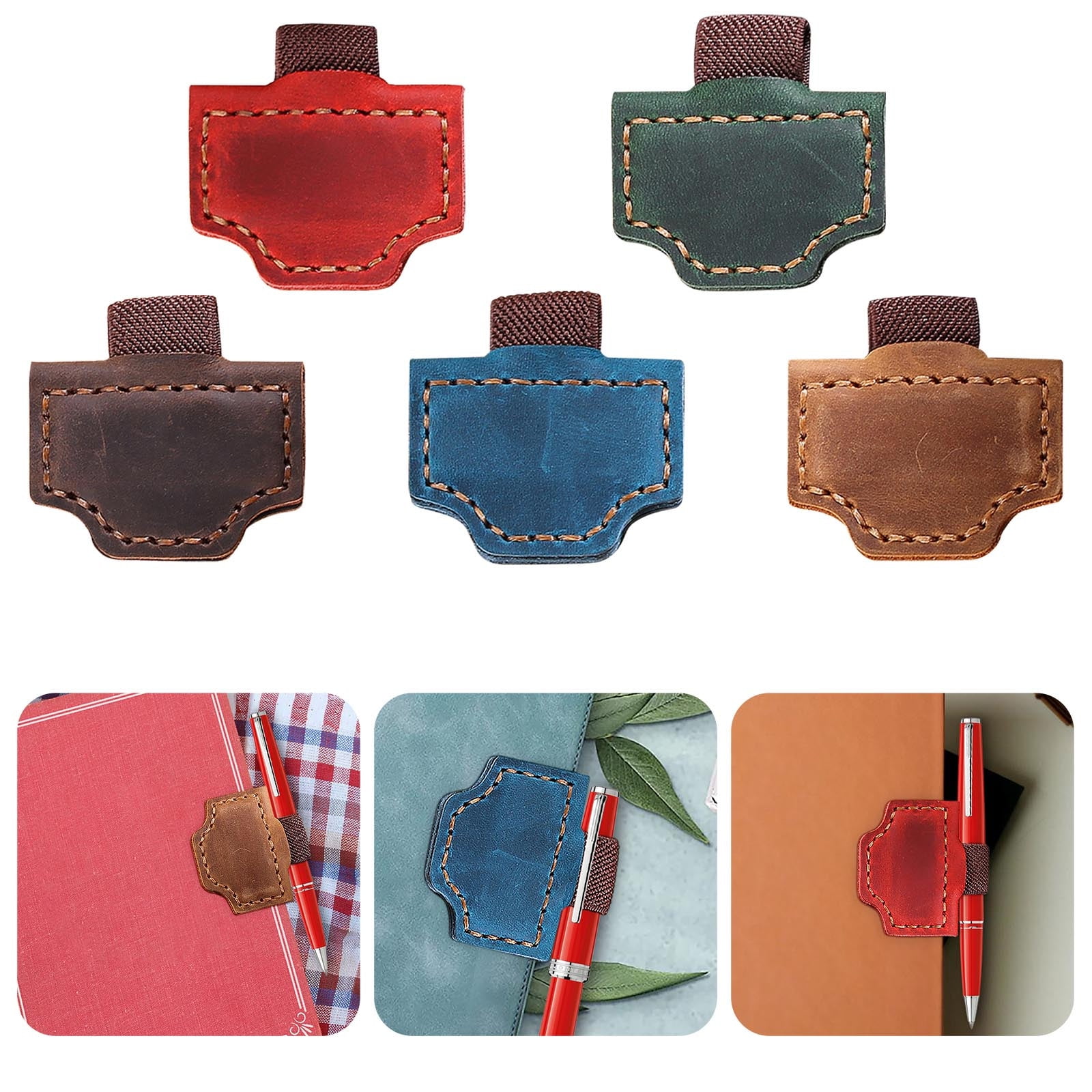 Magnetic Leather Pen Marker Clip | Multifunction Reading Pen Holder ...