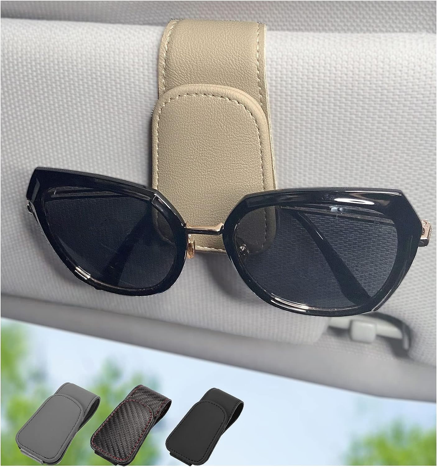 Magnetic Leather Sunglass Holder For Car Sunglasses Clip For Car Visor Auto Interior