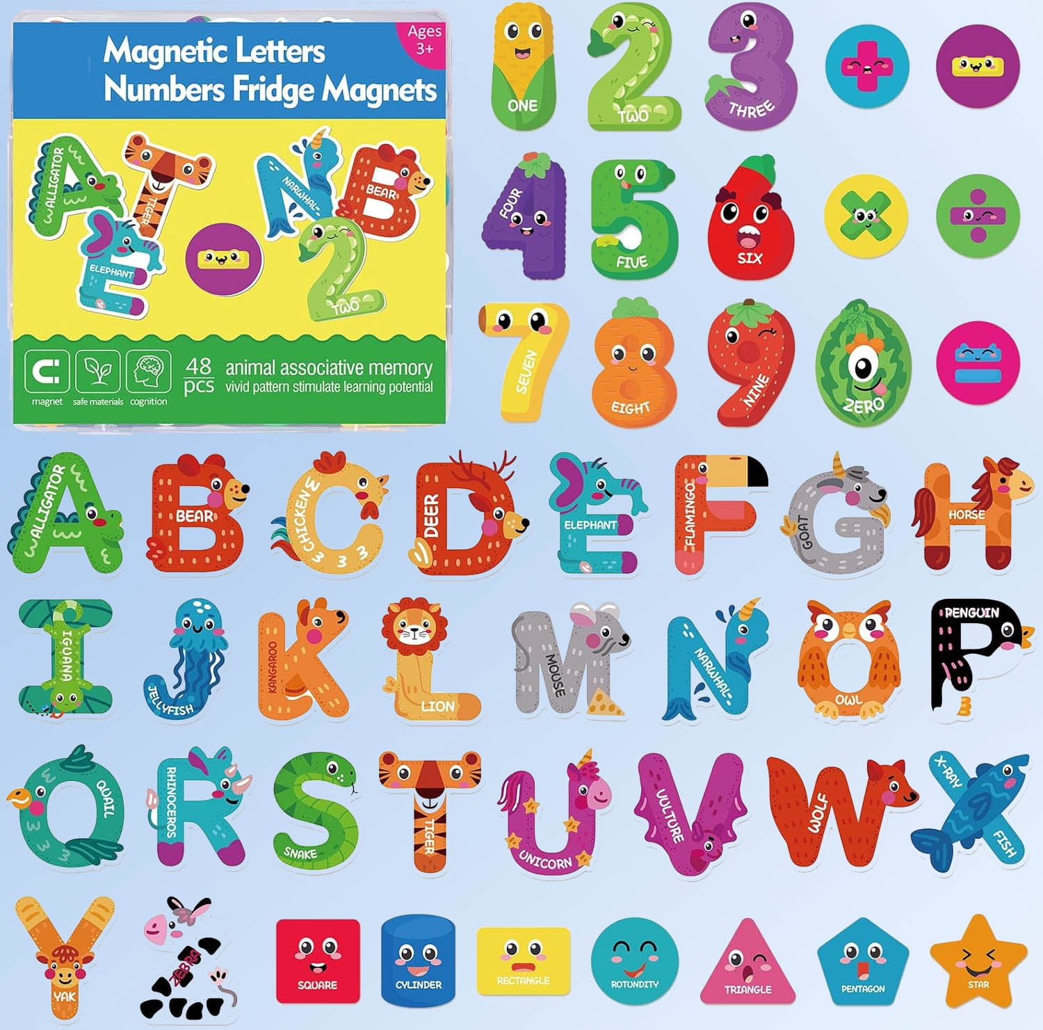 Magnetic Letters and Numbers Fridge Magnets, Uppercase Letters and ...