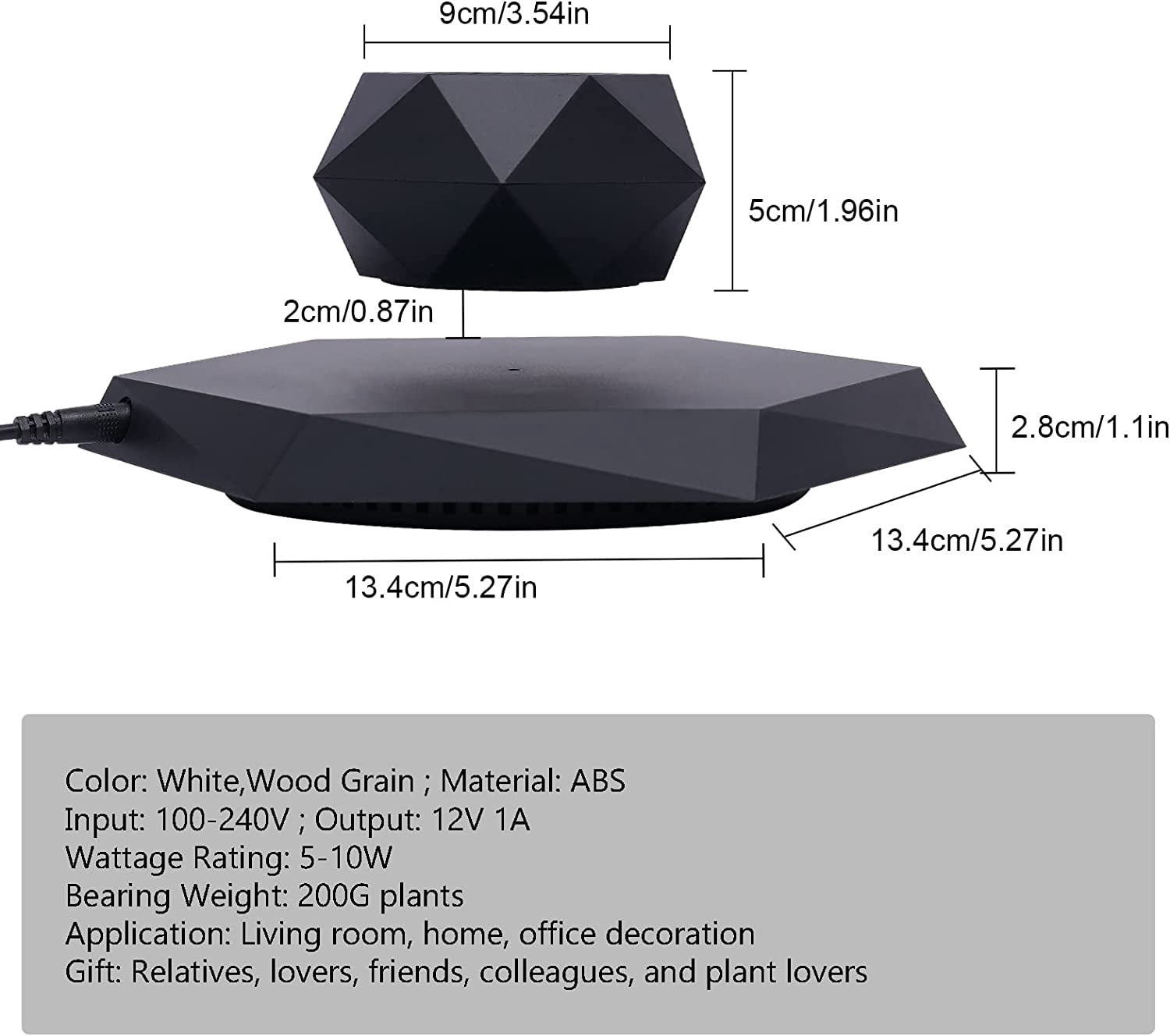 Magnetic Levitating Plant Pot for Plants, Rotating Floating Desk Decor ...