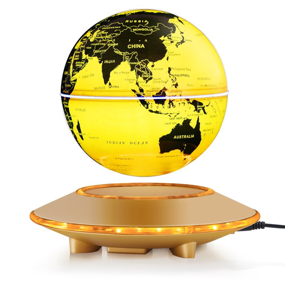 Magnetic Levitation Floating Globe, 8" Rotating Ball Anti Gravity LED ...