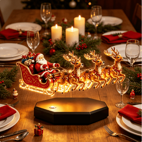Magnetic Levitation Santa Sleigh Display, Floating Christmas Santa ...