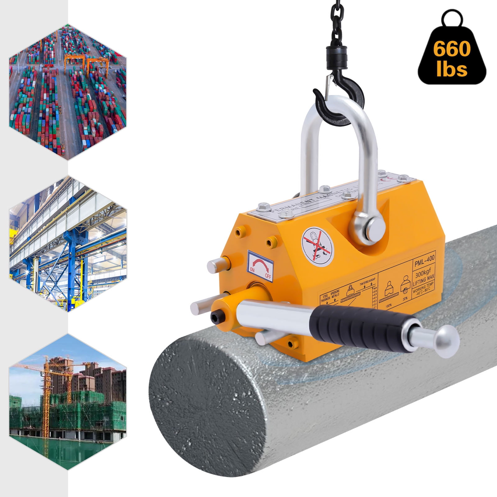 Magnetic Lifter Crane Hoist Lifting Magnet Strong 300kg/660lbs Tool ...