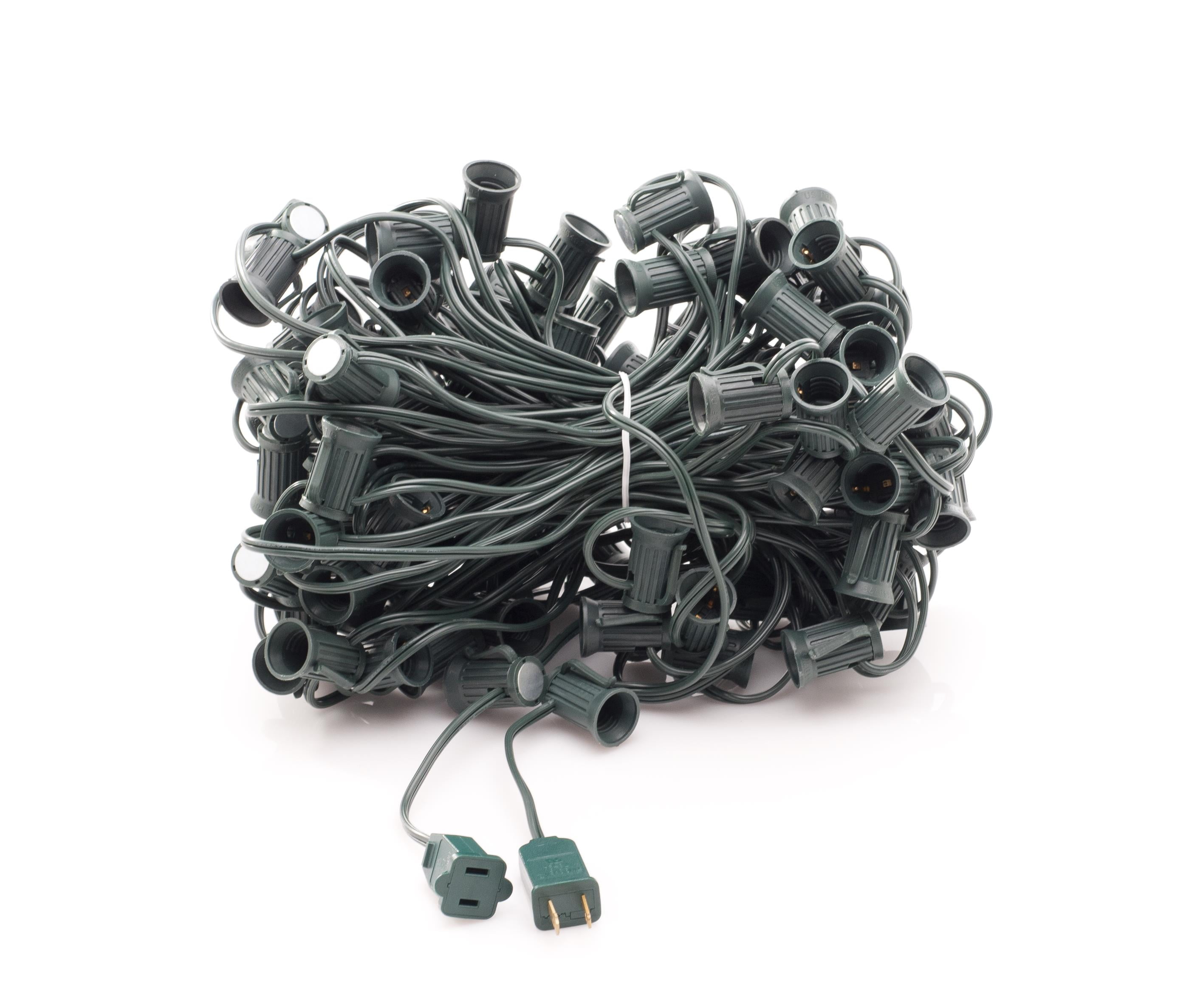 Magnetic Light Strand - 100 foot Length, 12" Spacing, C9 Socket, Green ...