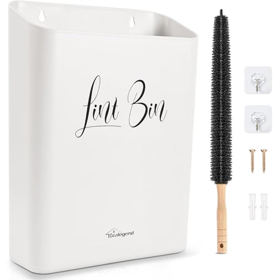 Magnetic Lint Bin for Laundry Room with Dryer Lint Brush, Wall Mounted ...