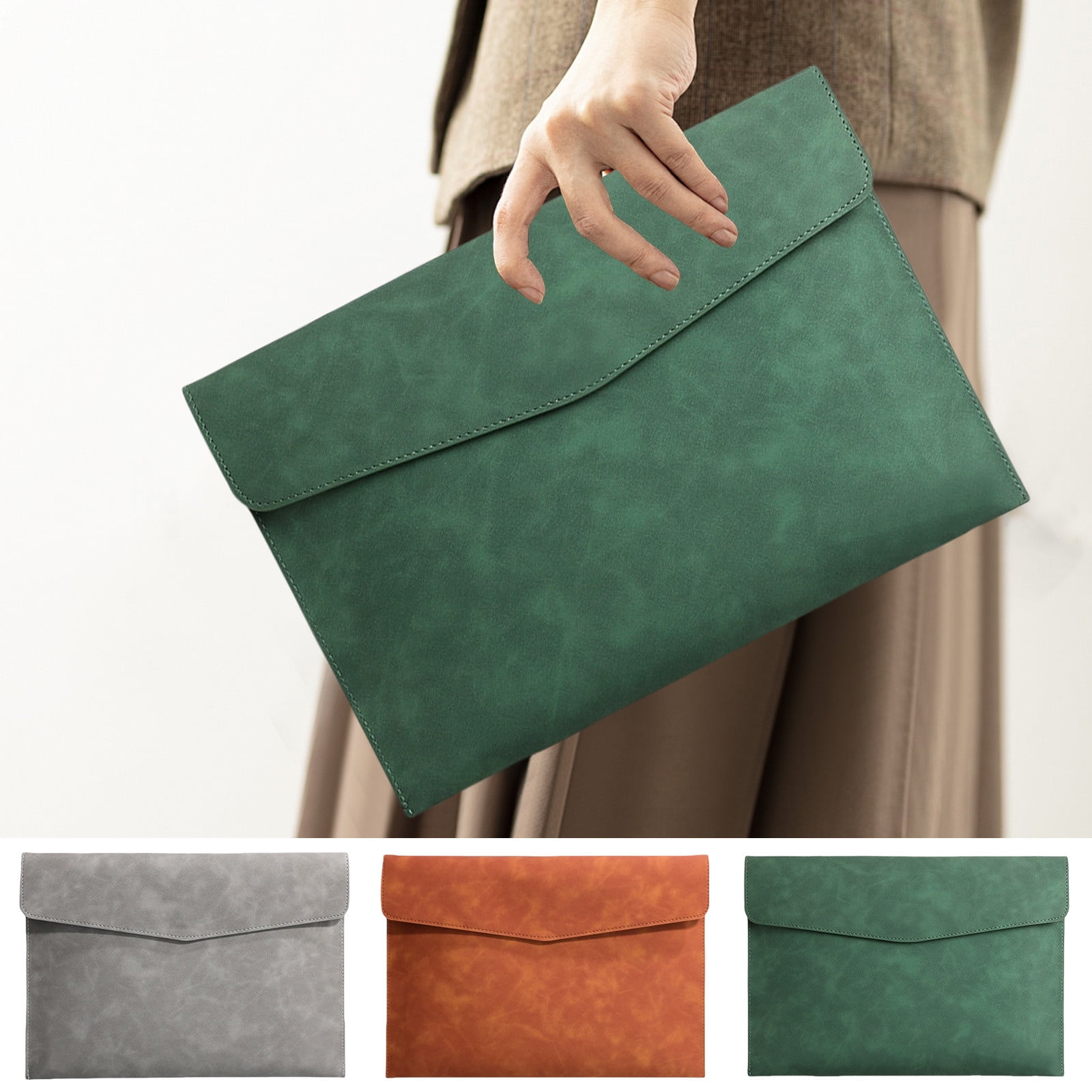 Magnetic Lock Leather File Bag, A4 Size Paper Folder, Durable Metal ...