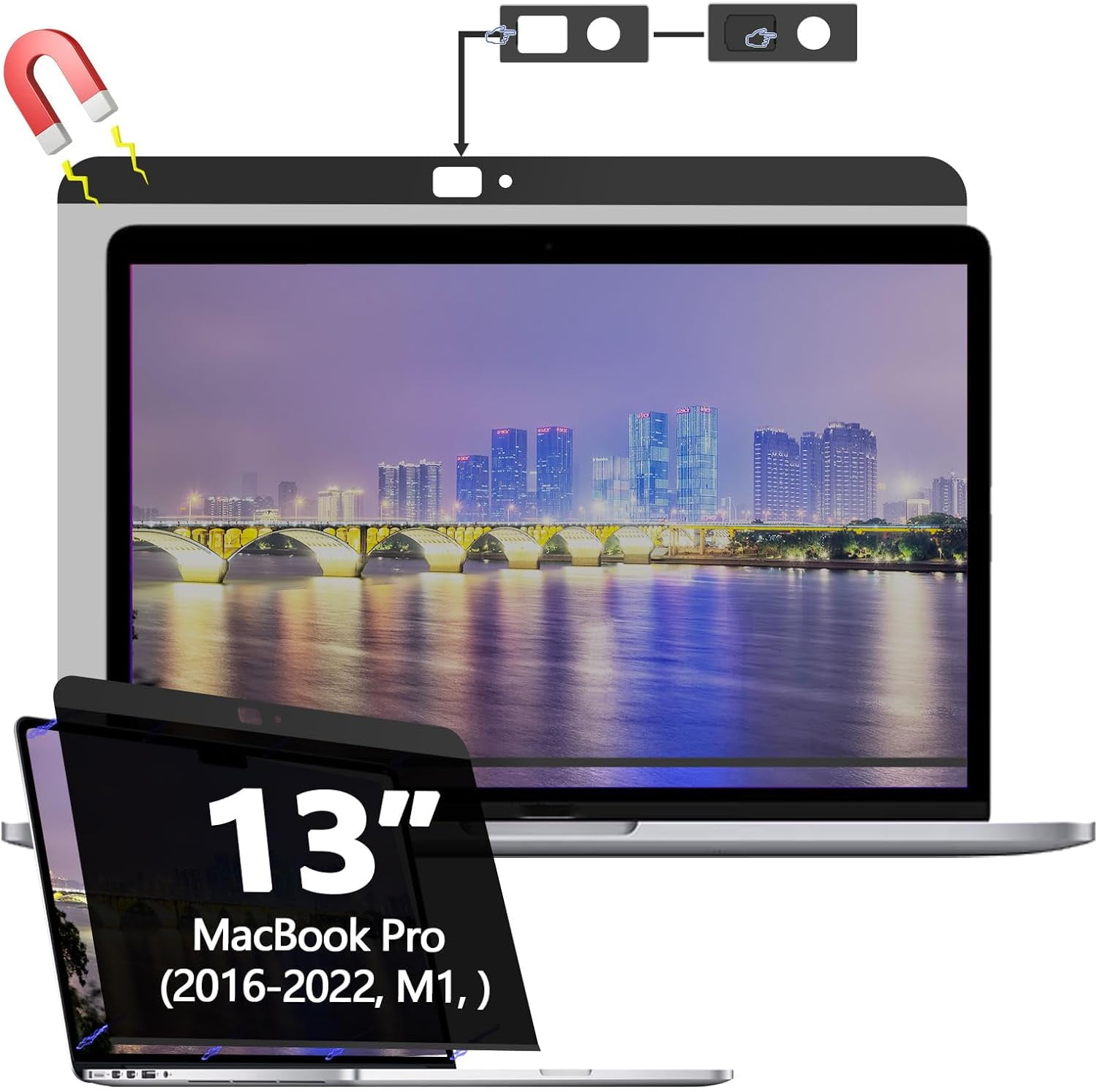 Magnetic Macbook pro 13 inch privacy screen Protector,Removable Privacy ...