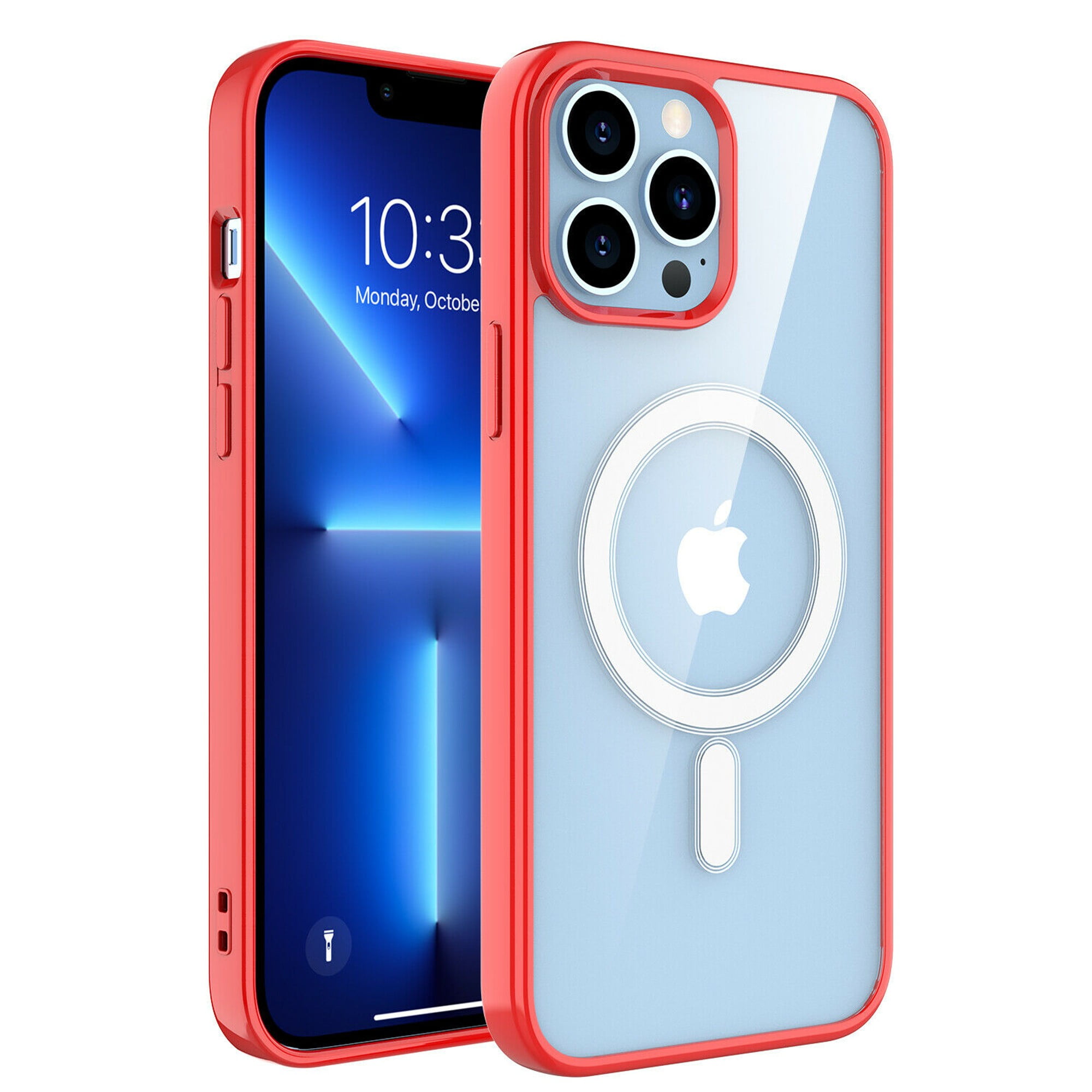 Magnetic MagSafe Charging iPhone 12 Mini Case (Red) Hybrid Slim Fit ...