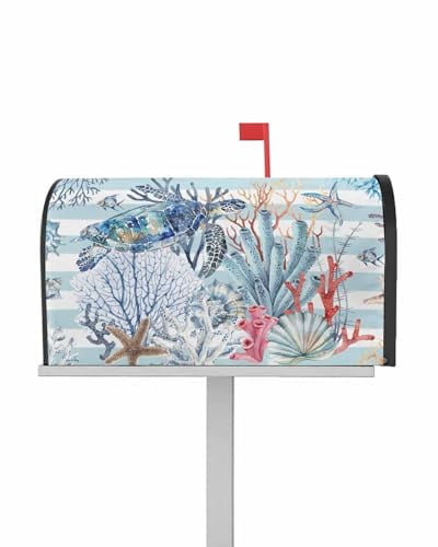 Magnetic Mailbox Cover Standard Size,Ocean Sea Turtle Coral Summer ...
