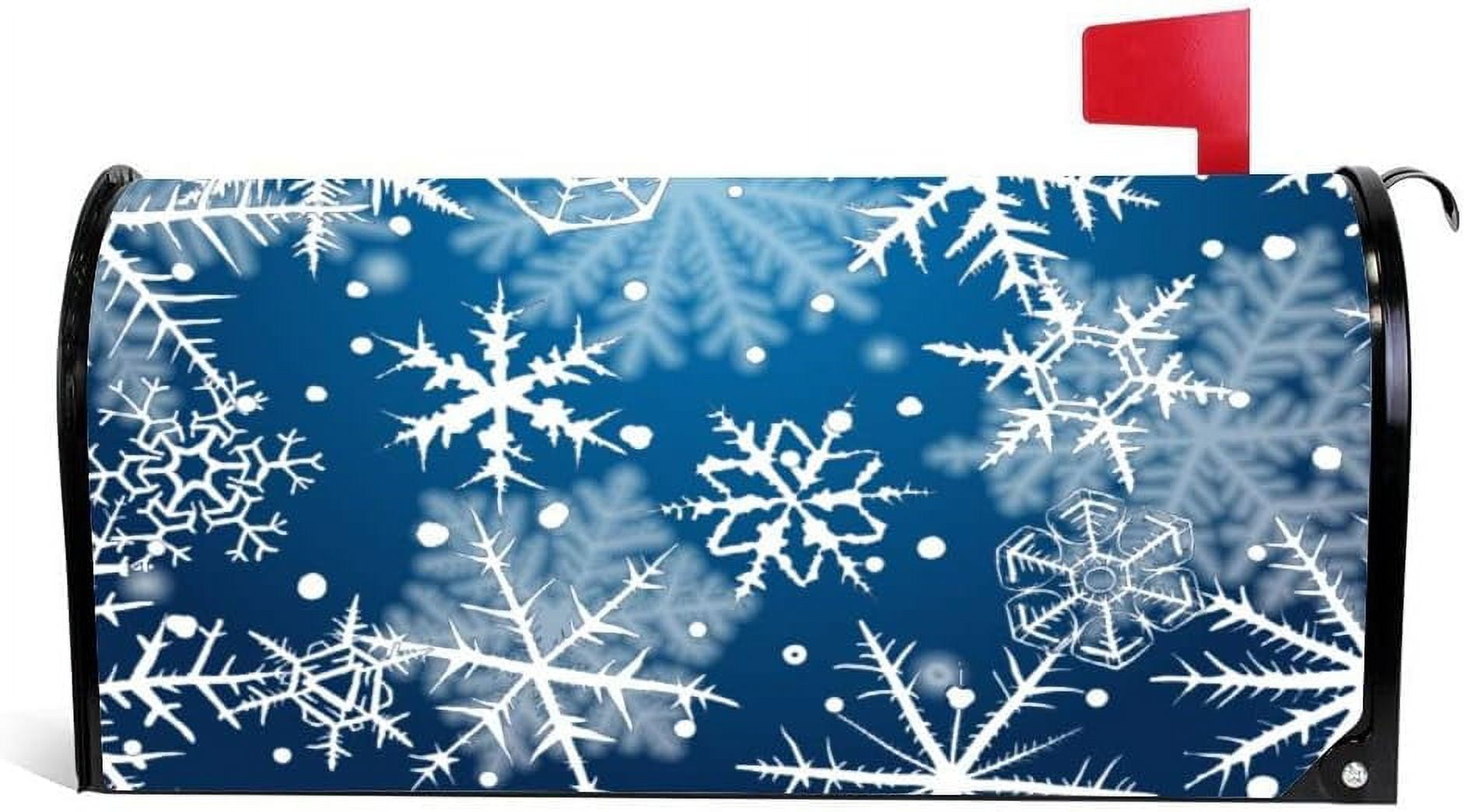 Magnetic Mailbox Covers Christmas Snowflakes Dark Blue Mailbox Stickers ...