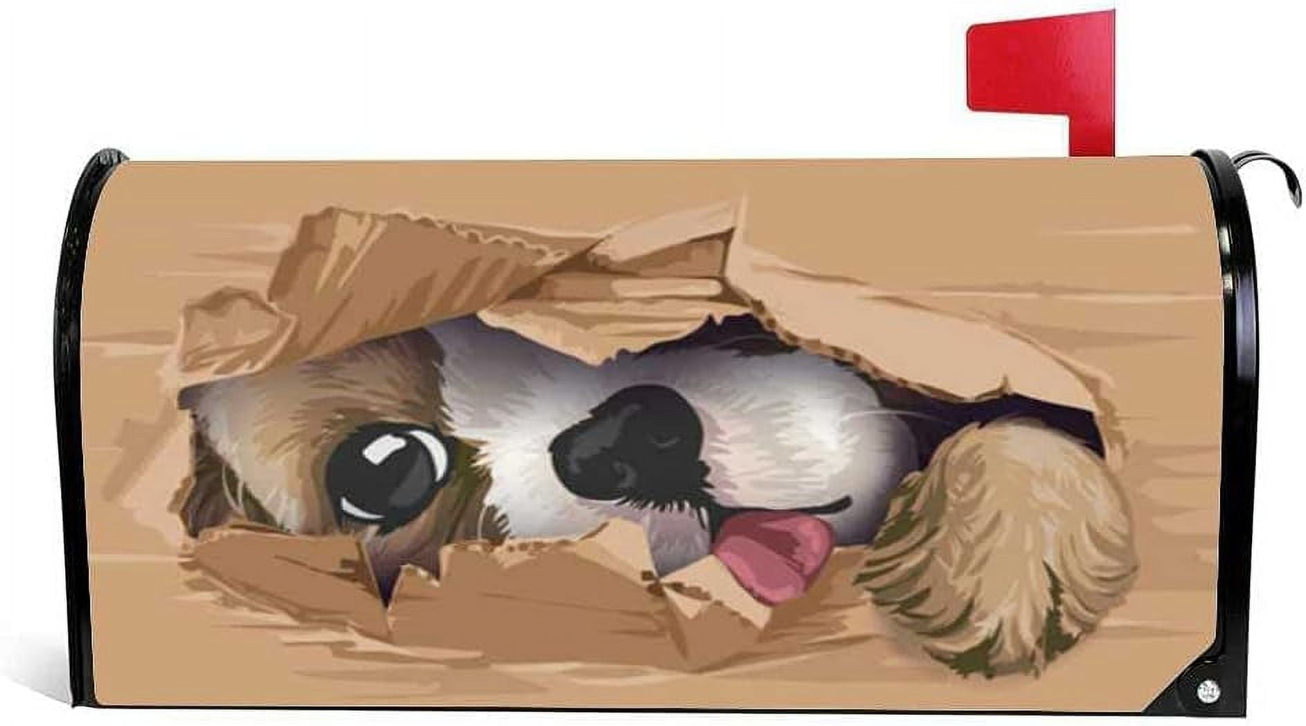 Magnetic Mailbox Covers Mailbox Stickers MailWraps Post Cover Cute Dog ...