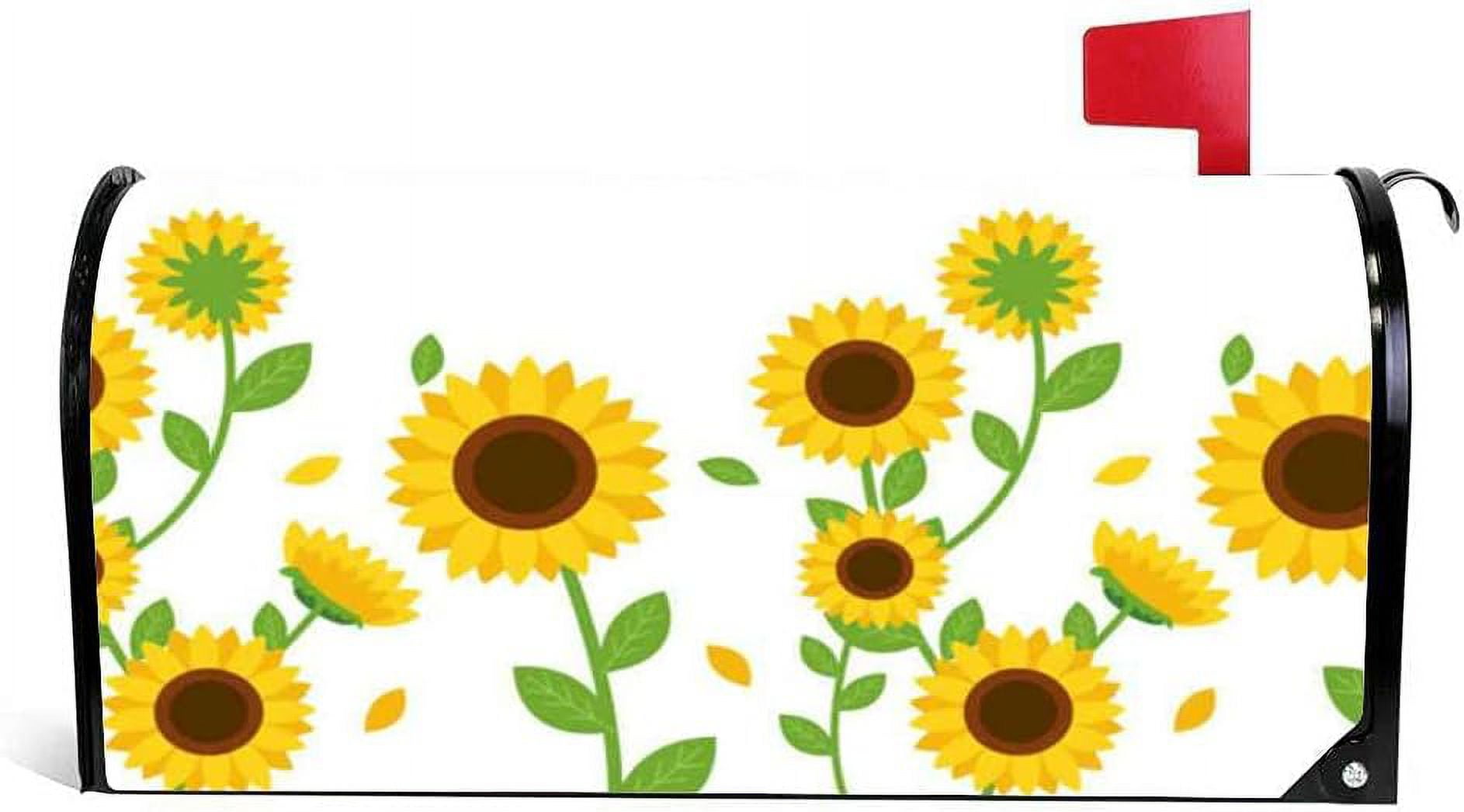 Magnetic Mailbox Covers Mailbox Stickers MailWraps Post Cover Sunflower ...
