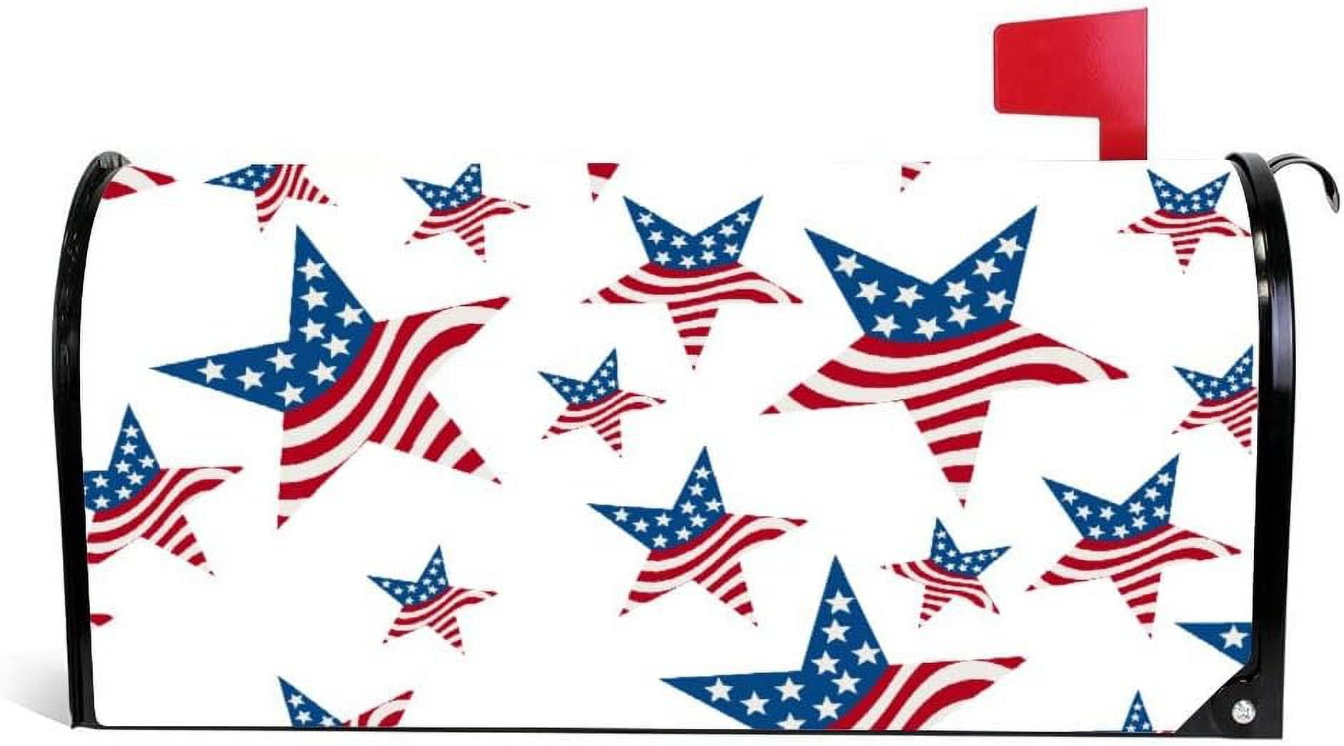 Magnetic Mailbox Covers Red White Blue USA Flag Stars Mailbox Stickers ...