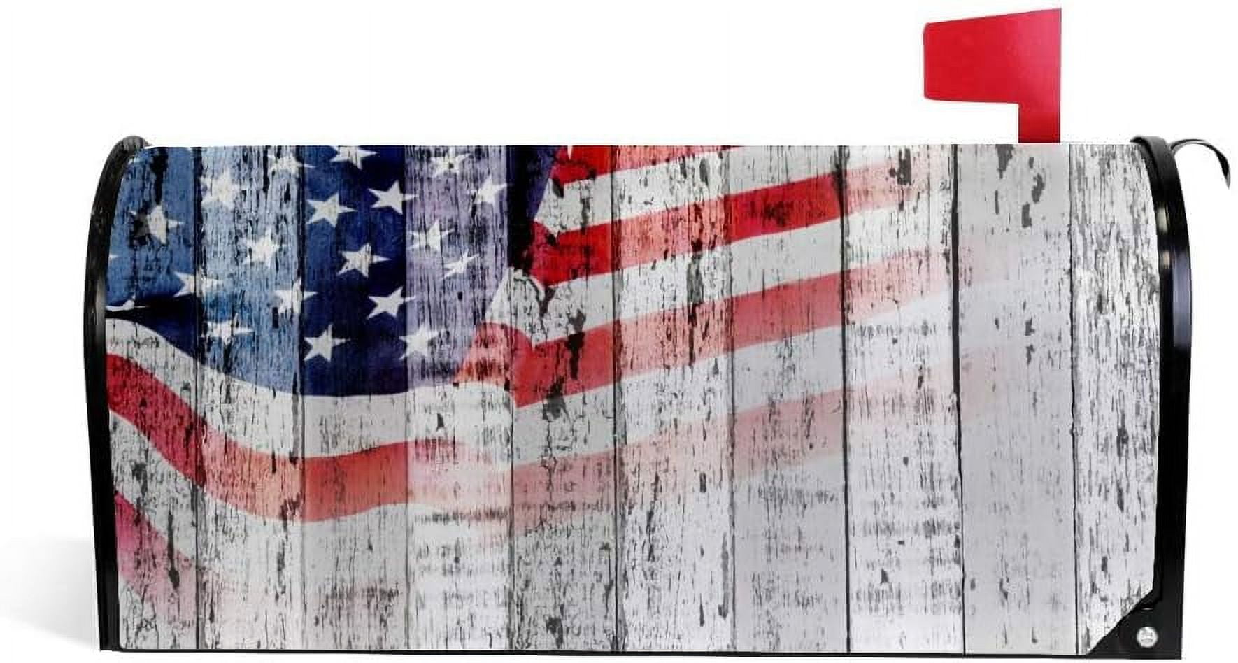 Magnetic Mailbox Covers USA Flag Wooden Mailbox Stickers Mail Wraps ...