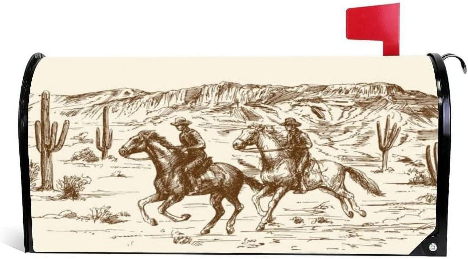 Magnetic Mailbox Covers Wild West Desert with Cowboys Mailbox Stickers ...