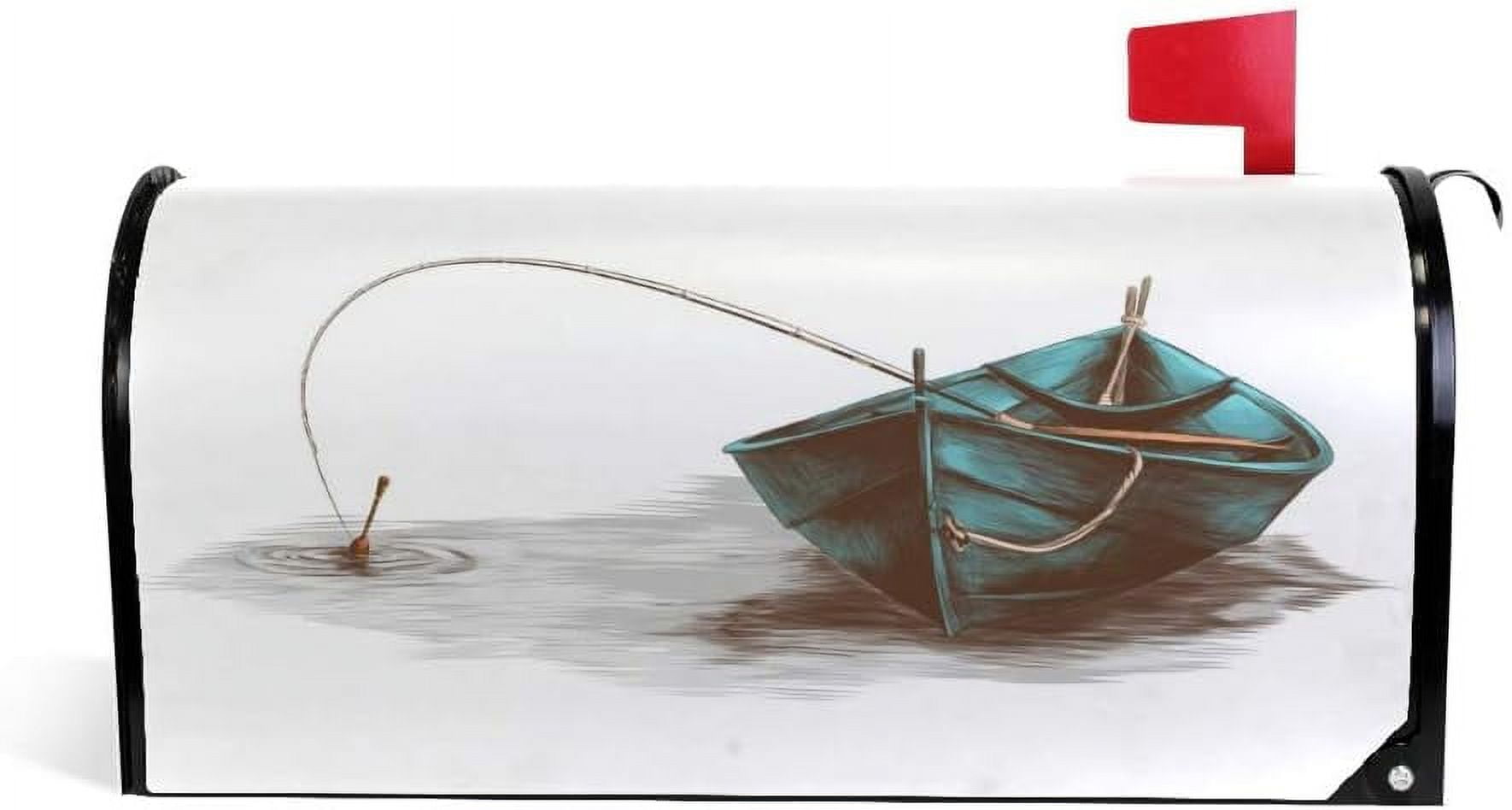 Magnetic Mailbox Covers Wooden Boat with Fishing Mailbox Stickers ...