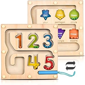 Magnetic Maze Board - Montessori Wooden Puzzles Educational Shape ...
