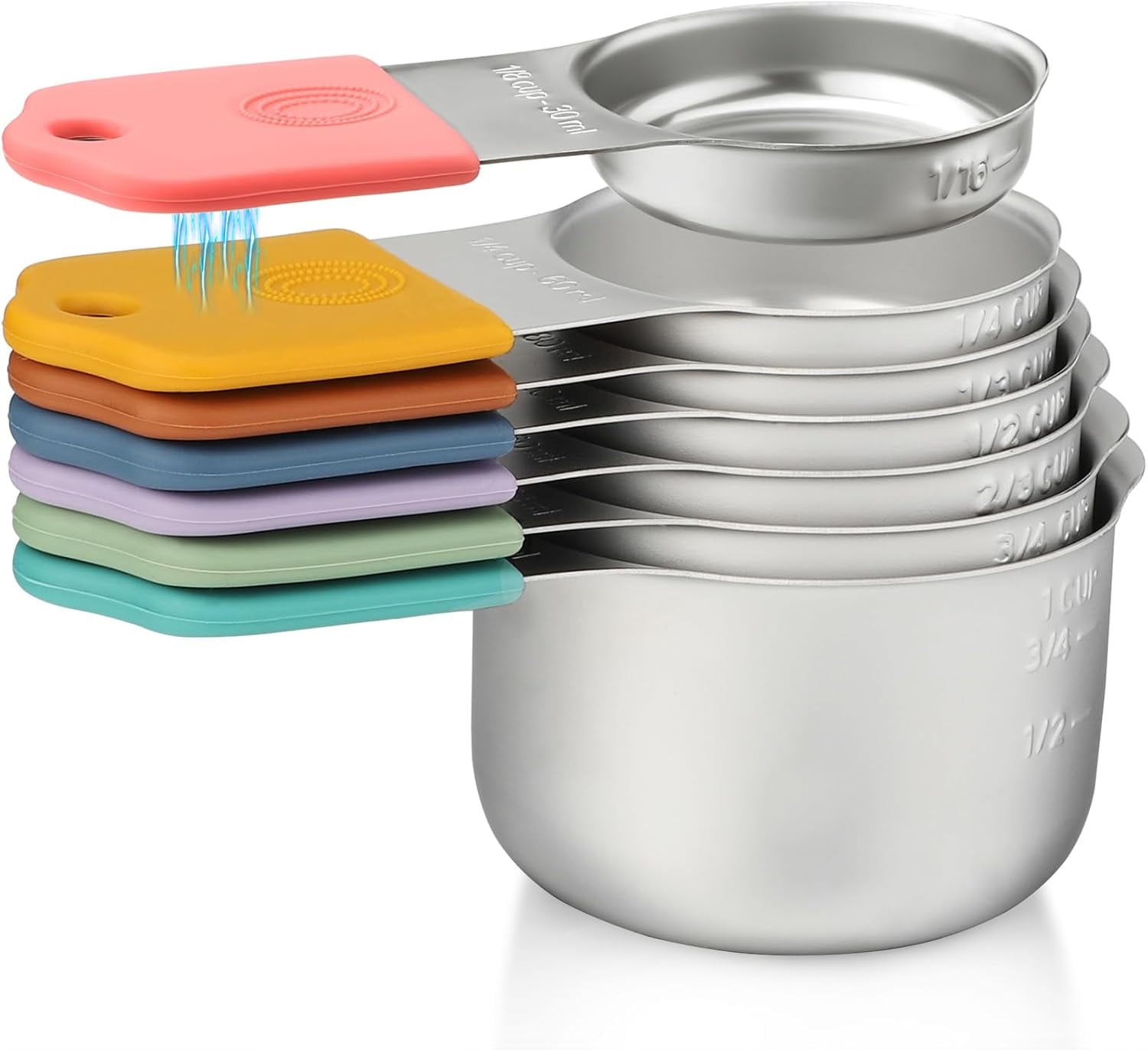 Magnetic Measuring Cups and Spoons Set of 16 Including 7 Stainless ...